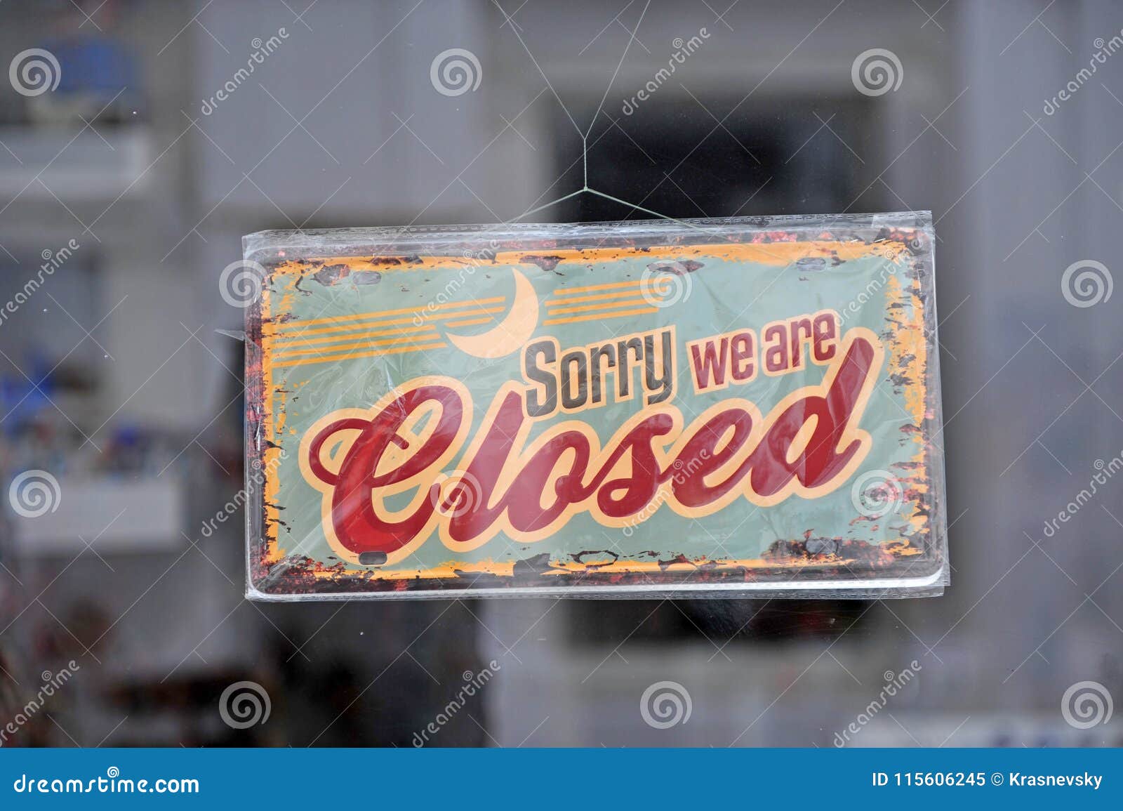 Closed sign in street shop stock image. Image of street - 115606245
