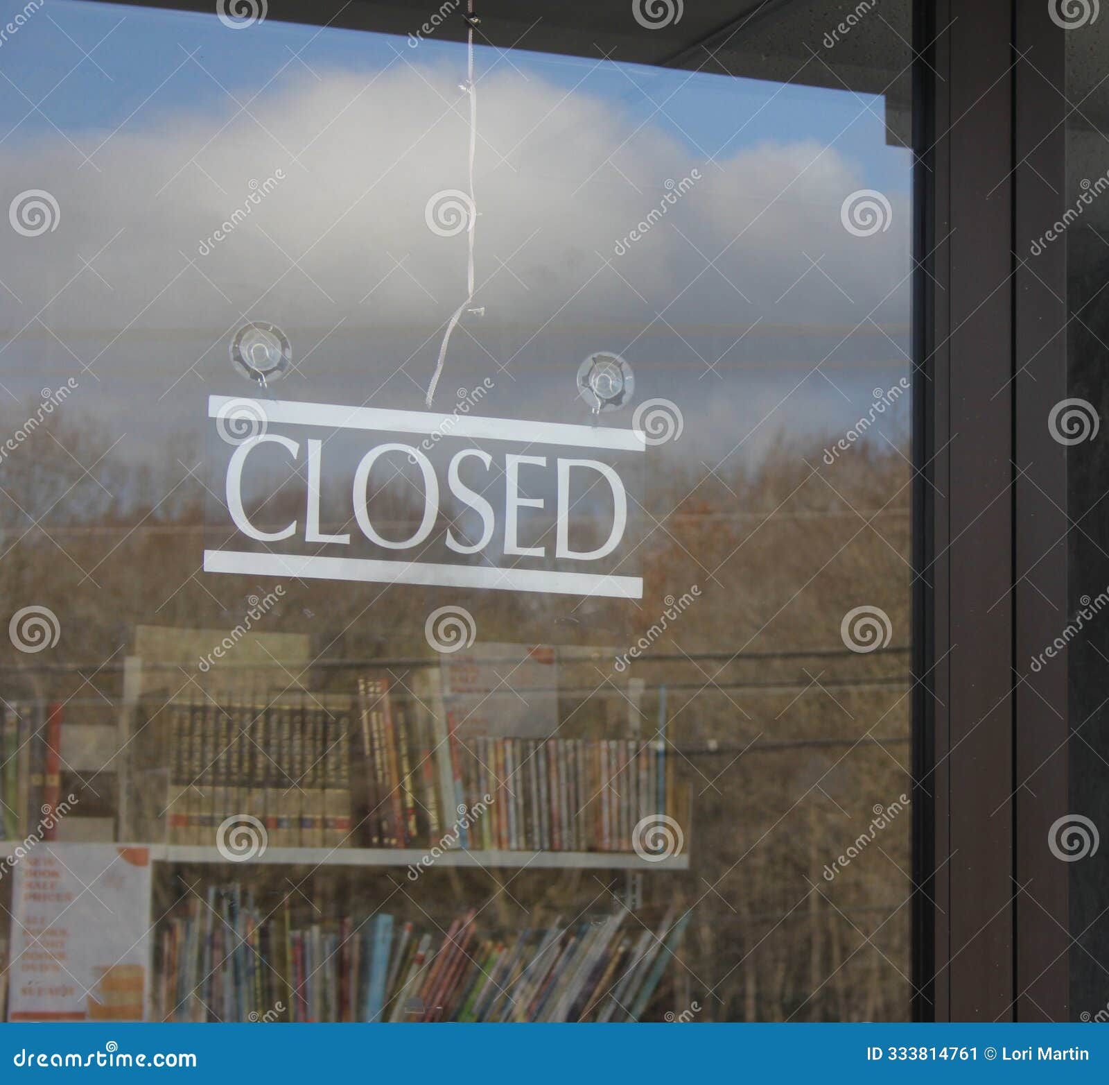 Closed Sign in Window of Public Library Stock Image - Image of public ...