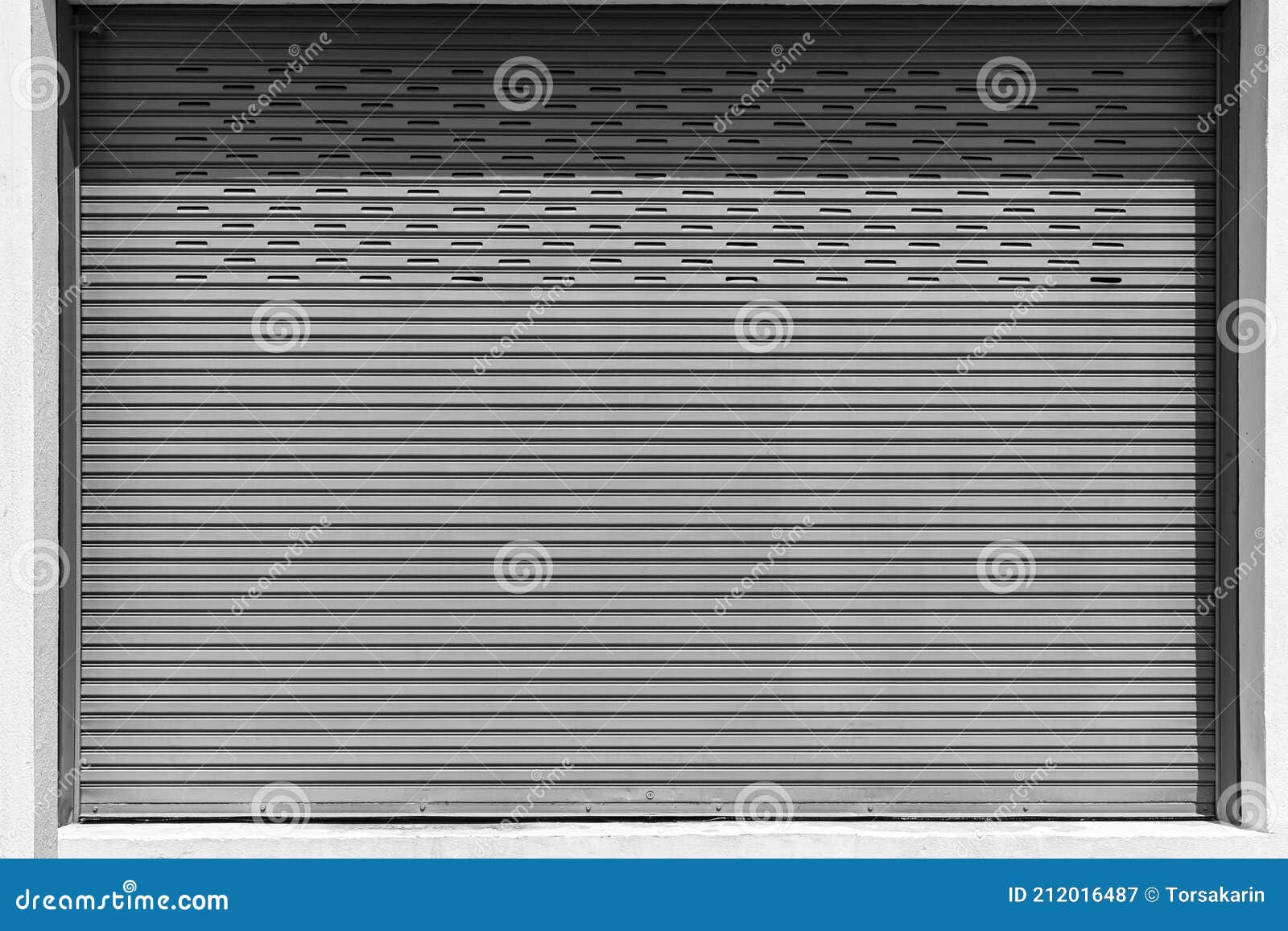 Silver Metal Shutter Garage Door at Home Stock Image - Image of ...