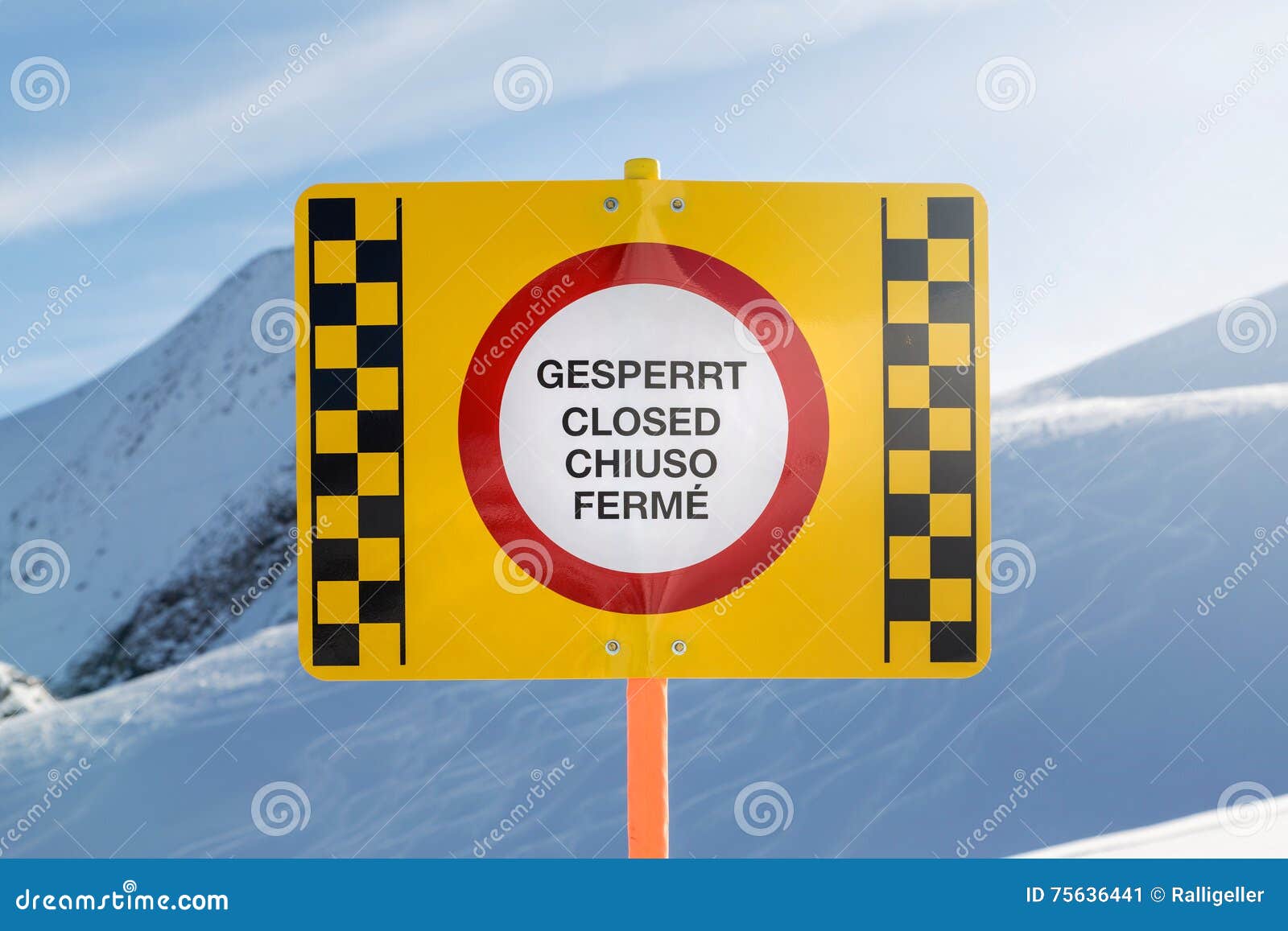 Closed slope sign stock image. Image of mount, accident - 75636441