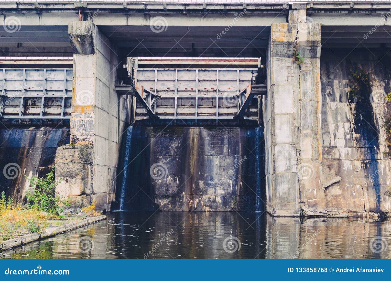 Closed Sluices at the Old Small Dam Stock Photo - Image of architecture ...