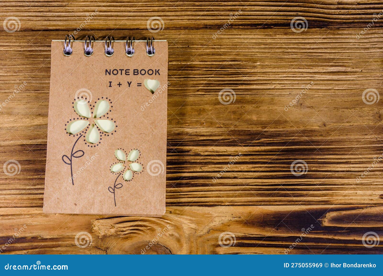 Closed Small Notepad on a Wooden Table. Top View Stock Image - Image of ...