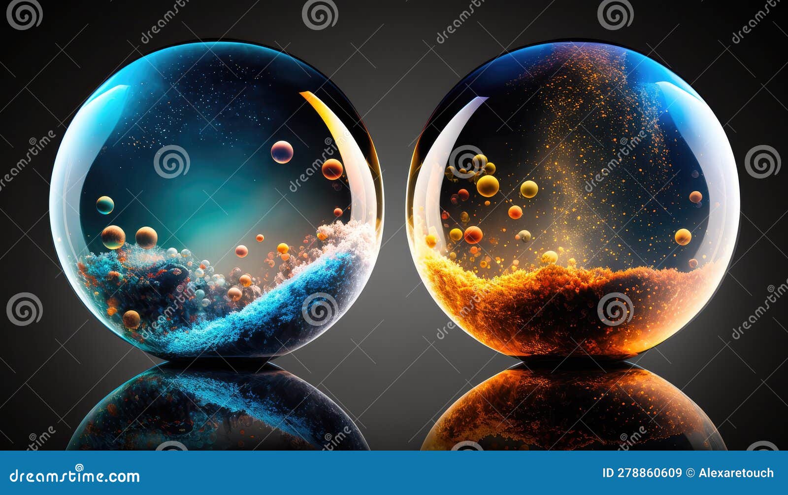 Closed Spheres with Planets and Space Inside Stock Illustration ...