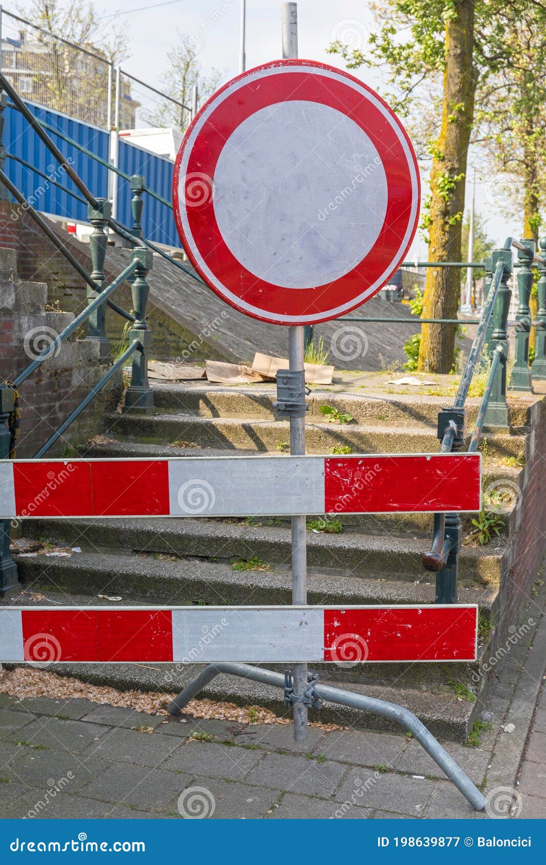 Closed Stairs stock image. Image of sign, works, construction - 198639877