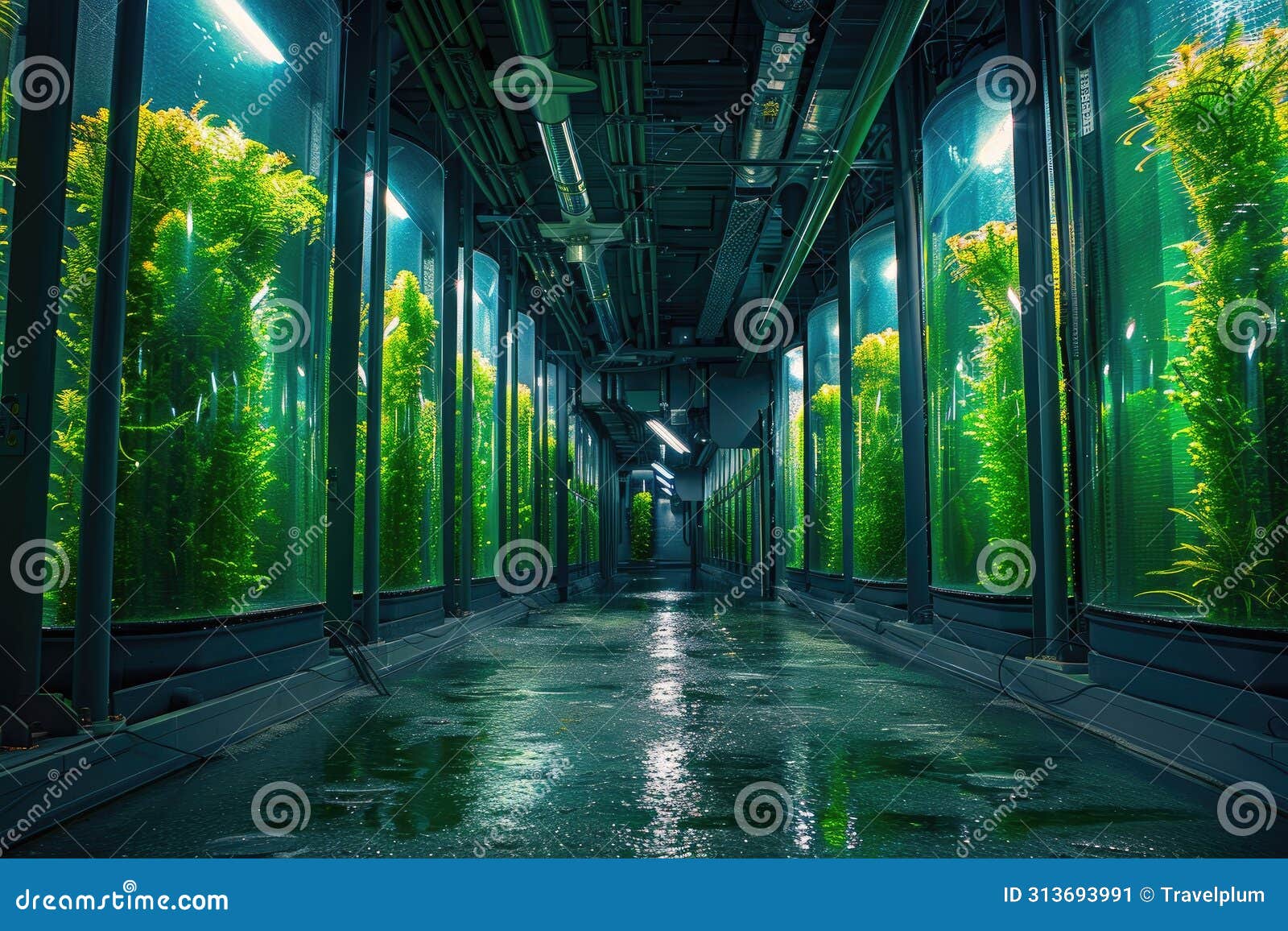 Closed Systems, Bioreactors With Tanks In Which Green Algae Are Grown ...