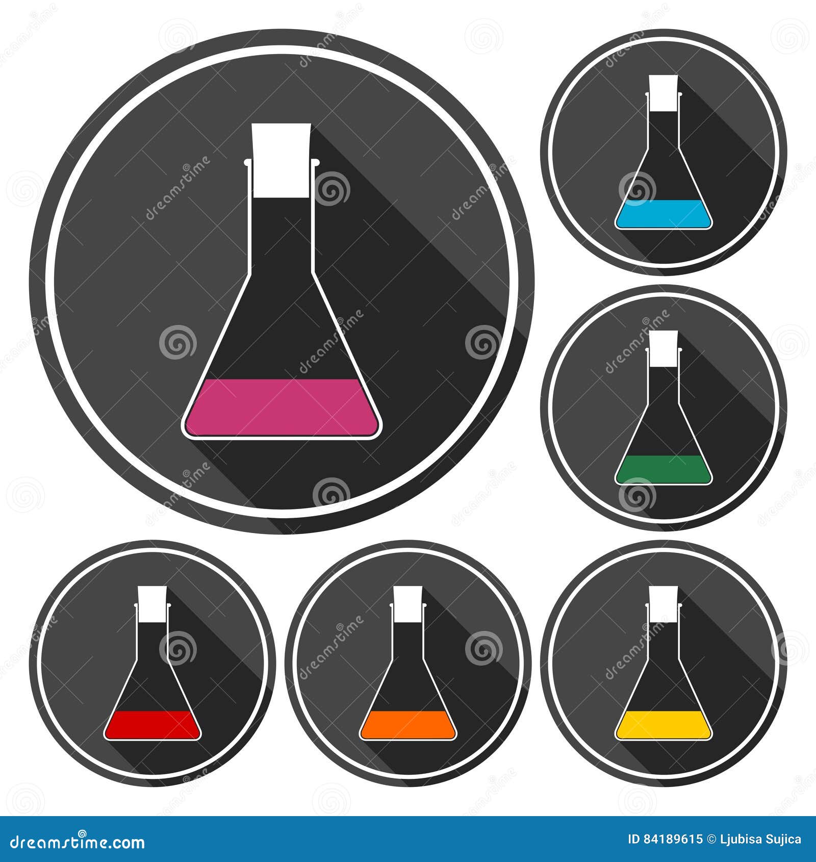 Closed Test Tube Icons Set with Long Shadow Stock Vector - Illustration ...