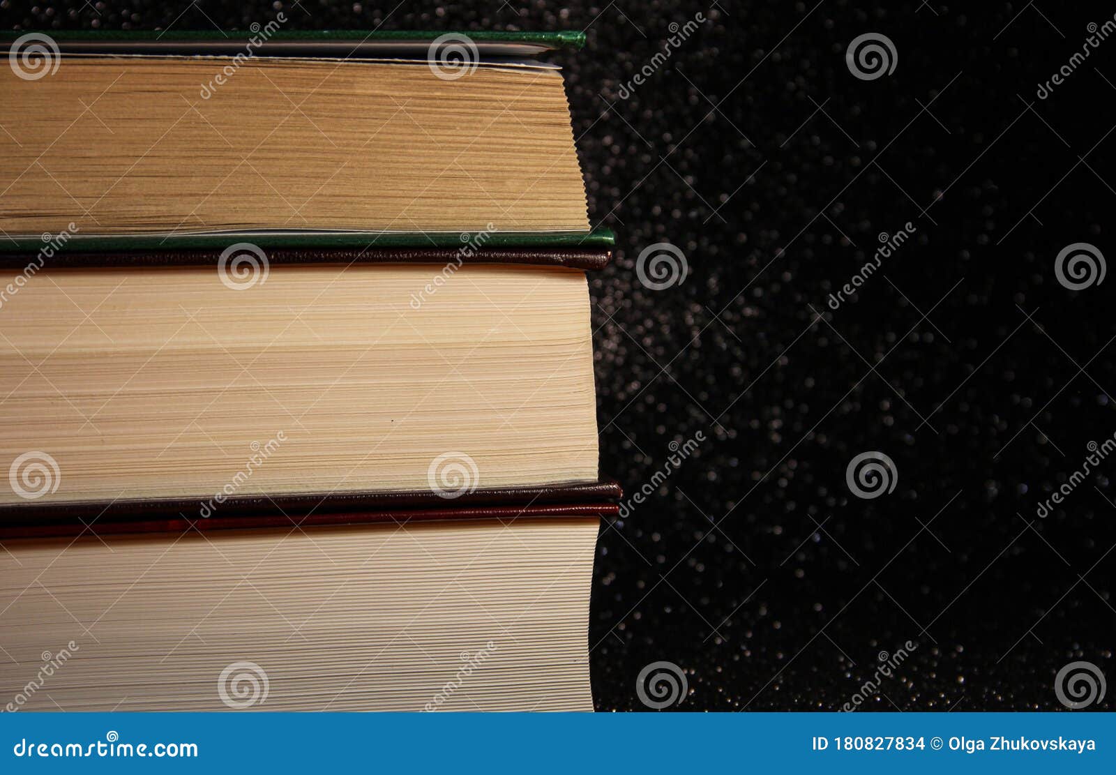 Closed Thick Book. a Stack of Pages on a Black Background Stock Photo ...