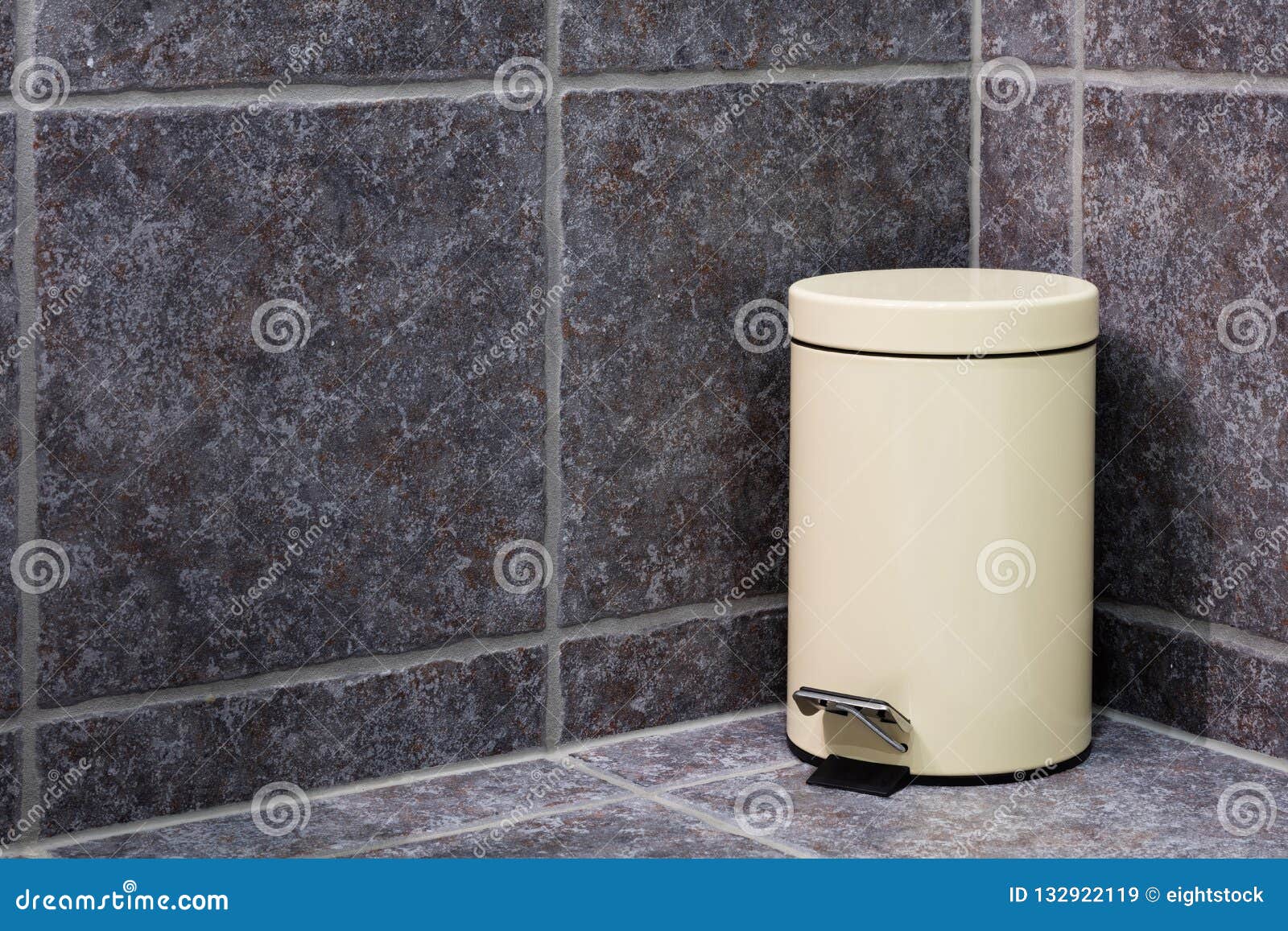 Closed Trash Bin in Bathroom Stock Image - Image of dirt, stone: 132922119