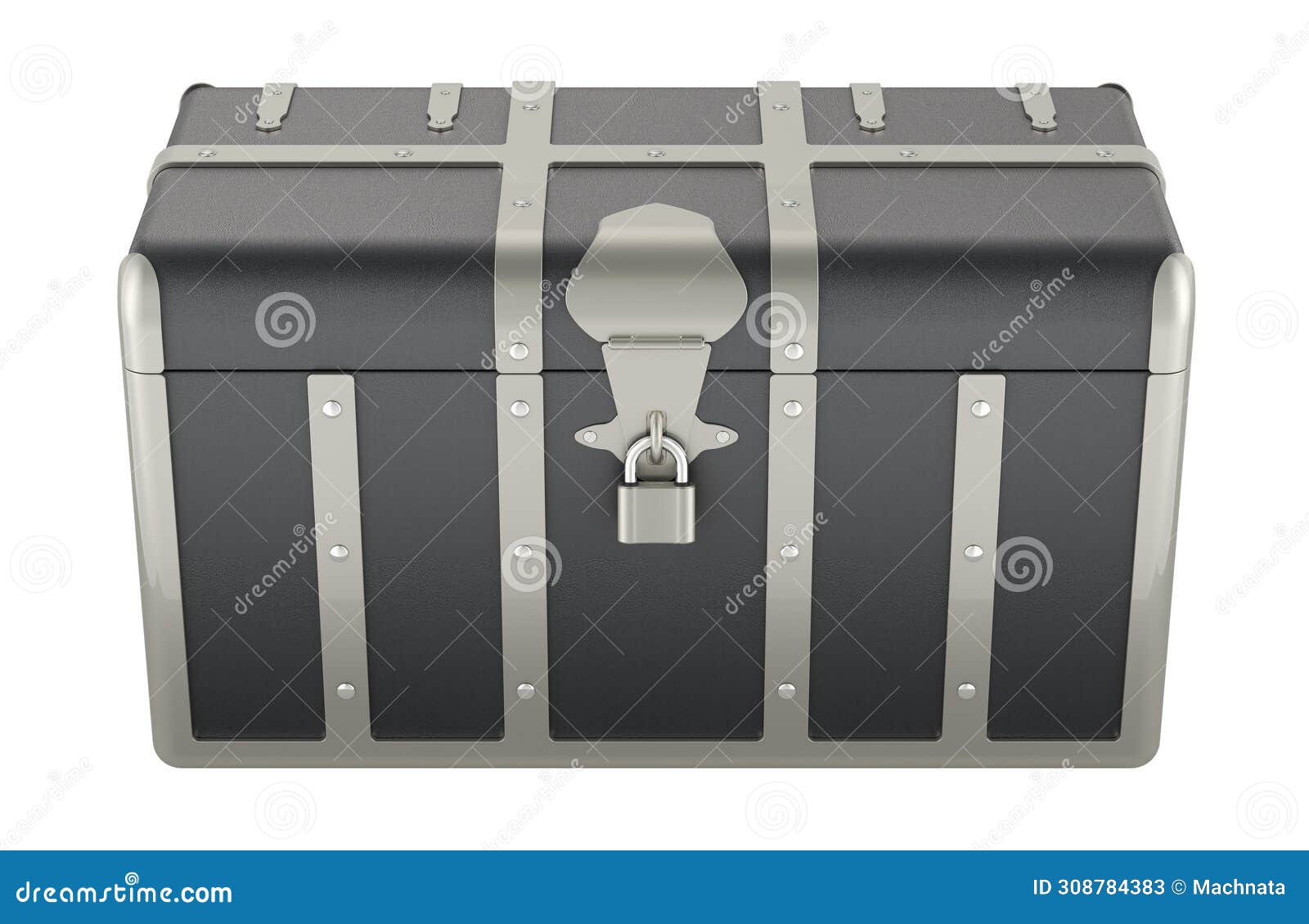 Closed Treasure Chest, Front View. 3D Rendering Stock Illustration ...