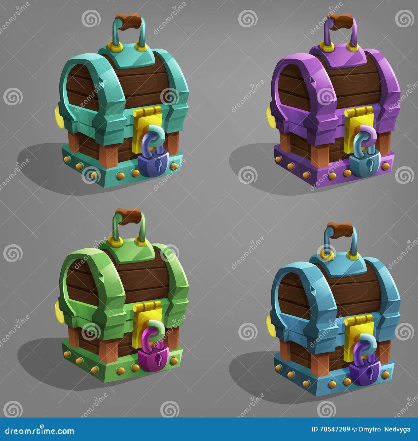 Closed treasure chest. stock vector. Illustration of mystery - 70547289