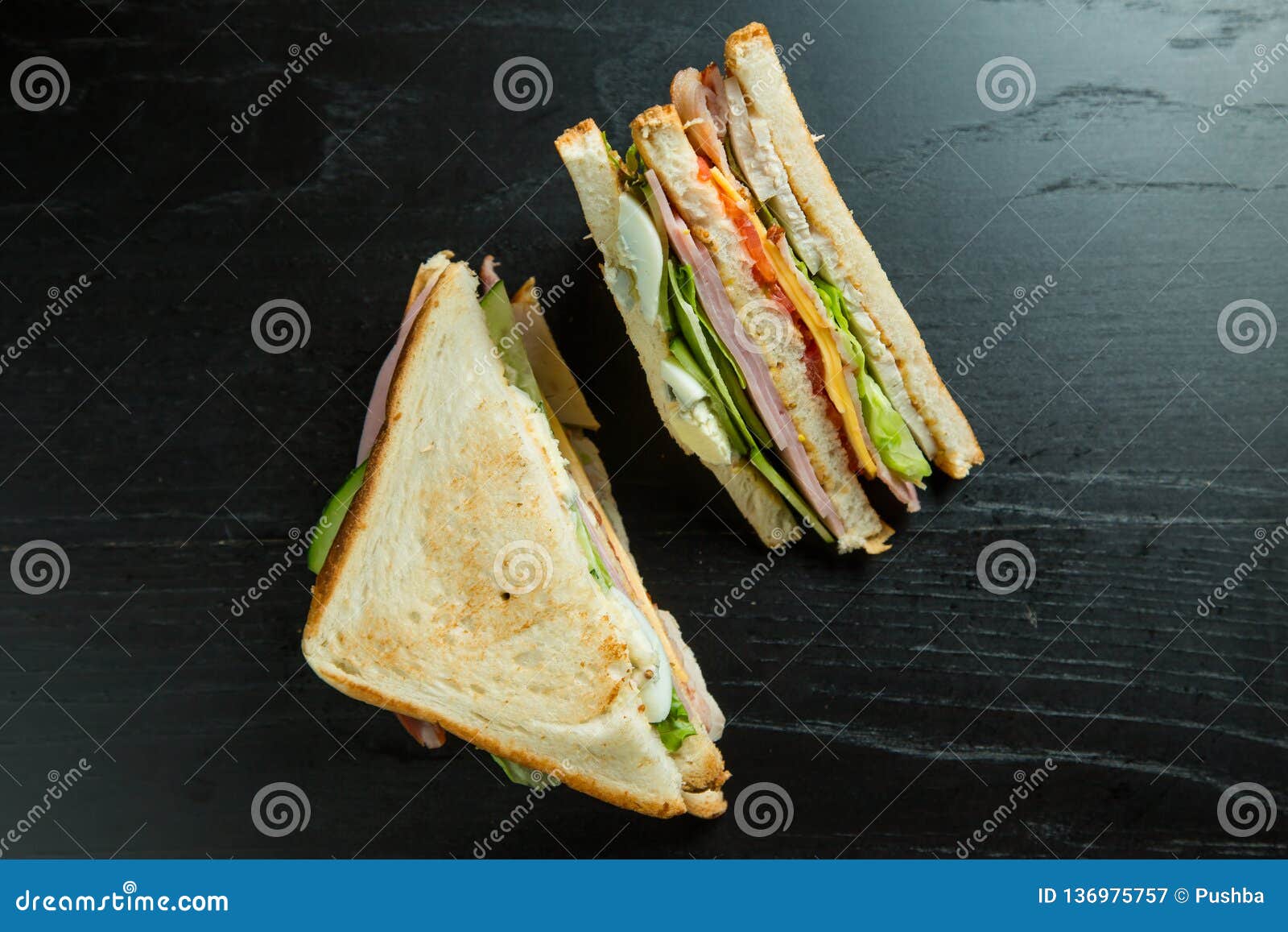 Closed Triangle Sandwiches with Different Fillings Stock Image - Image ...