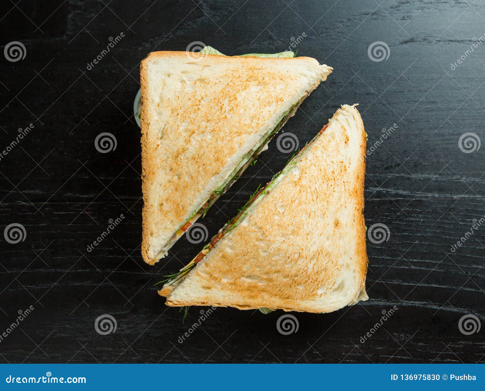 Closed Triangle Sandwiches with Different Fillings Stock Photo - Image ...