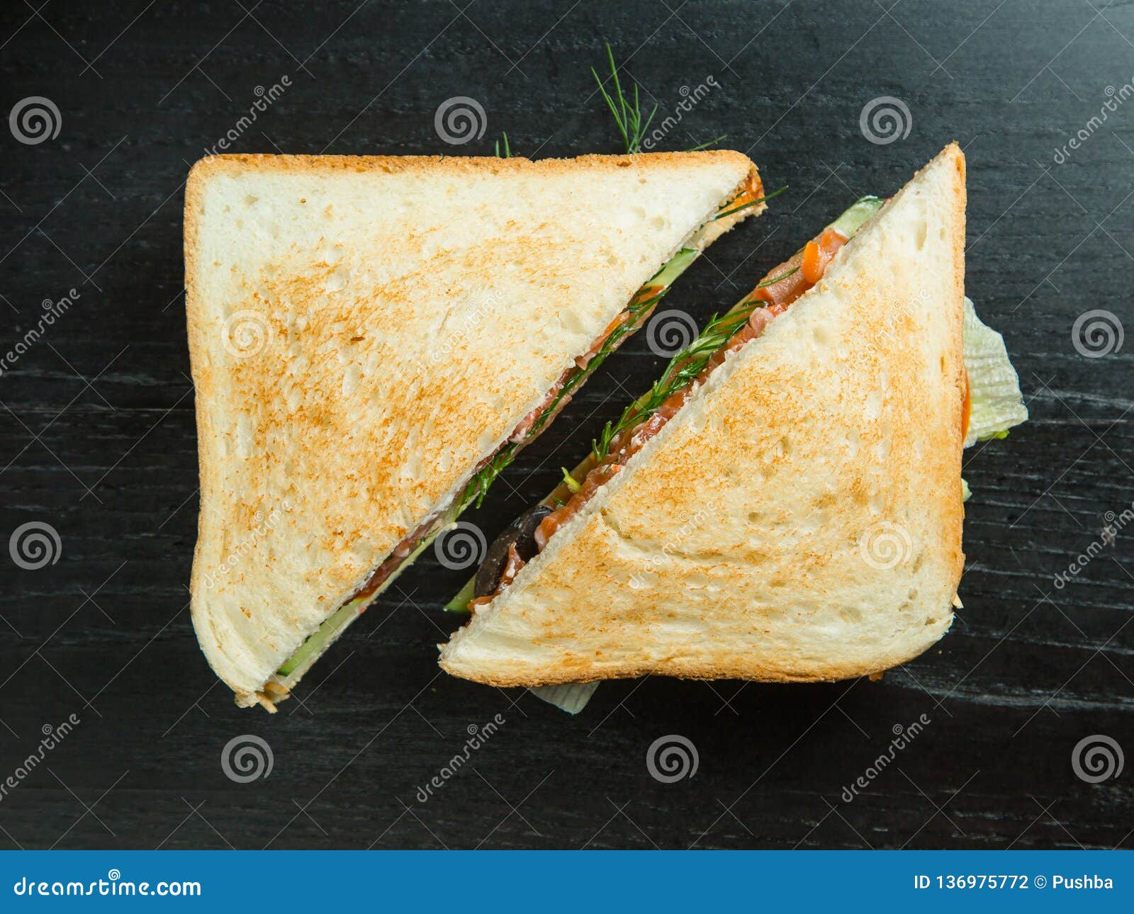 Closed Triangle Sandwiches with Different Fillings Stock Photo - Image ...
