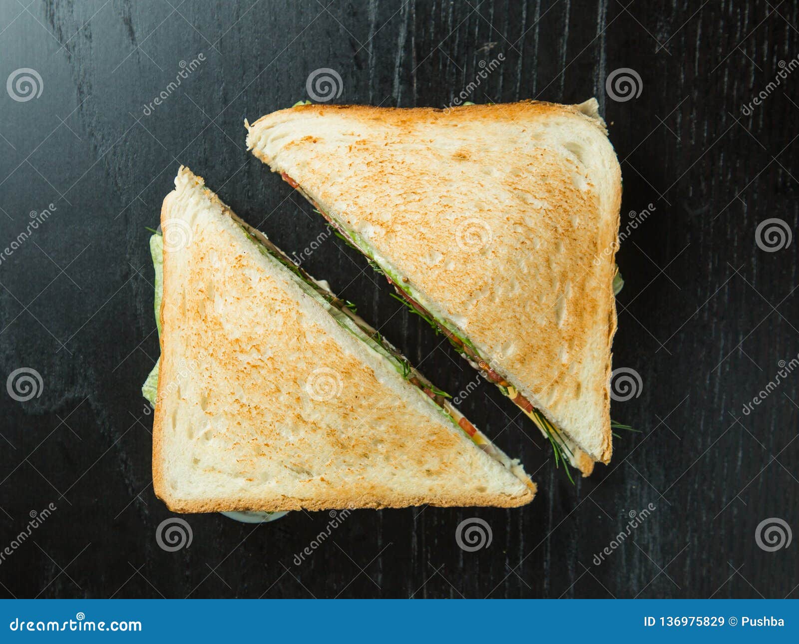 Closed Triangle Sandwiches with Different Fillings Stock Image - Image ...