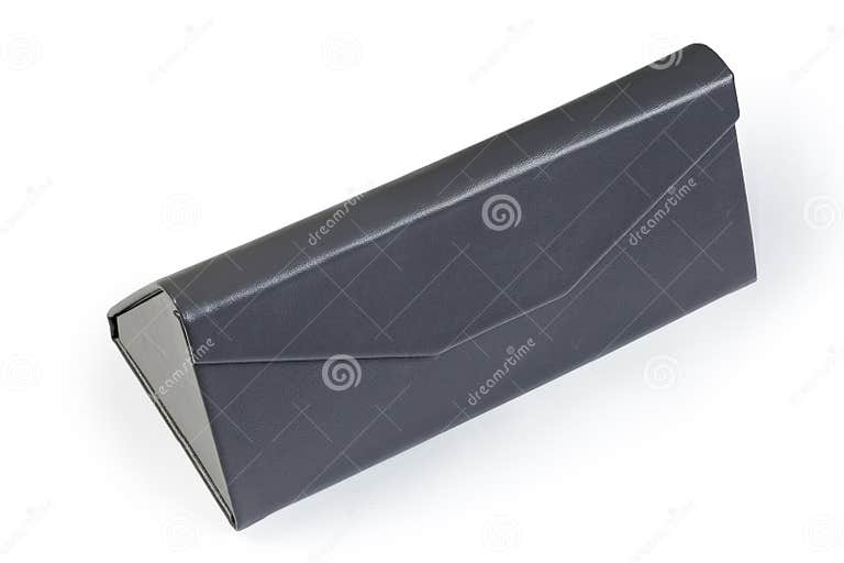 Closed Triangular Gray Hard Spectacle Case on a White Background Stock ...