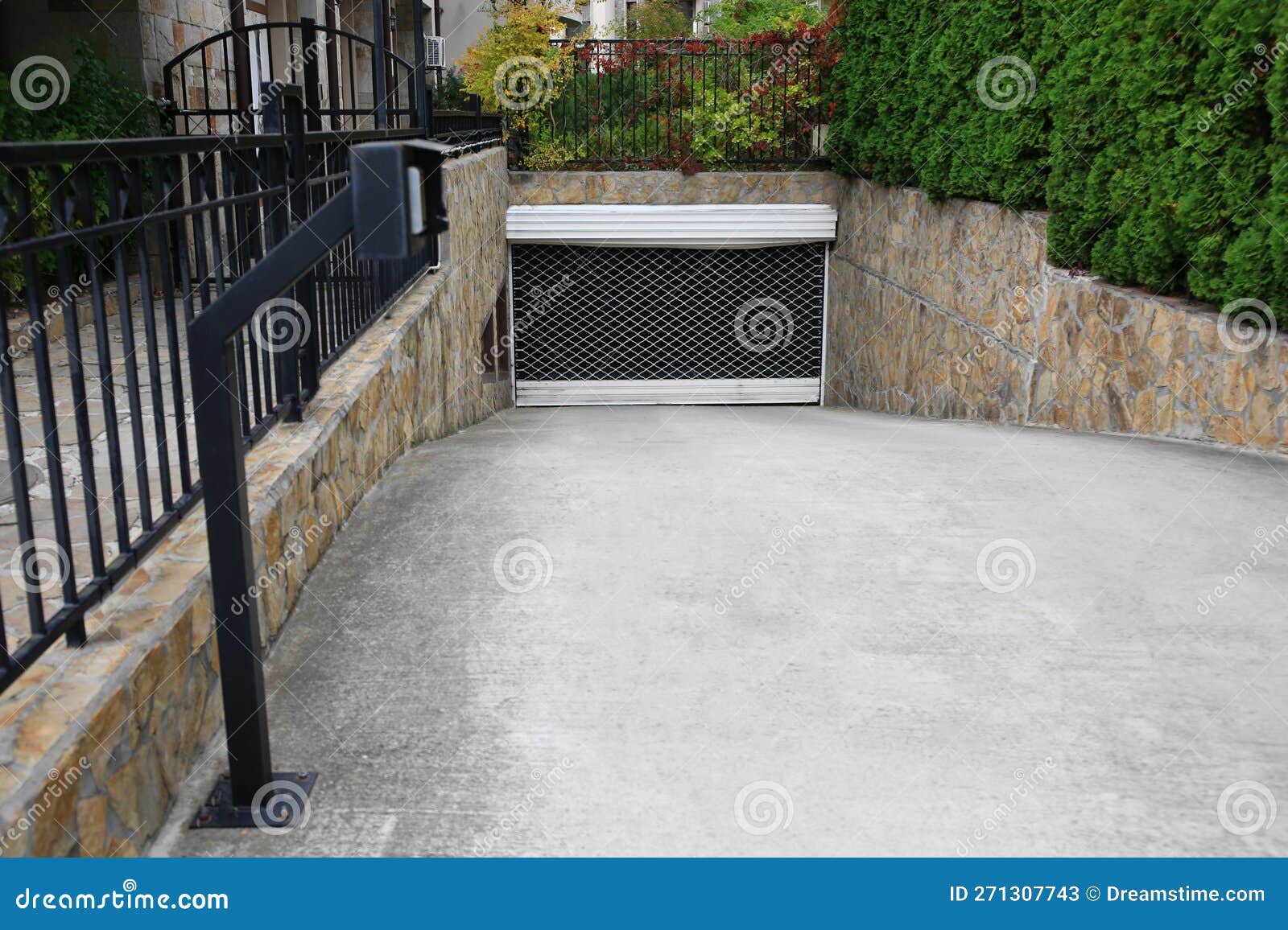 Closed Underground Parking with Modern Intercom System Stock Image ...