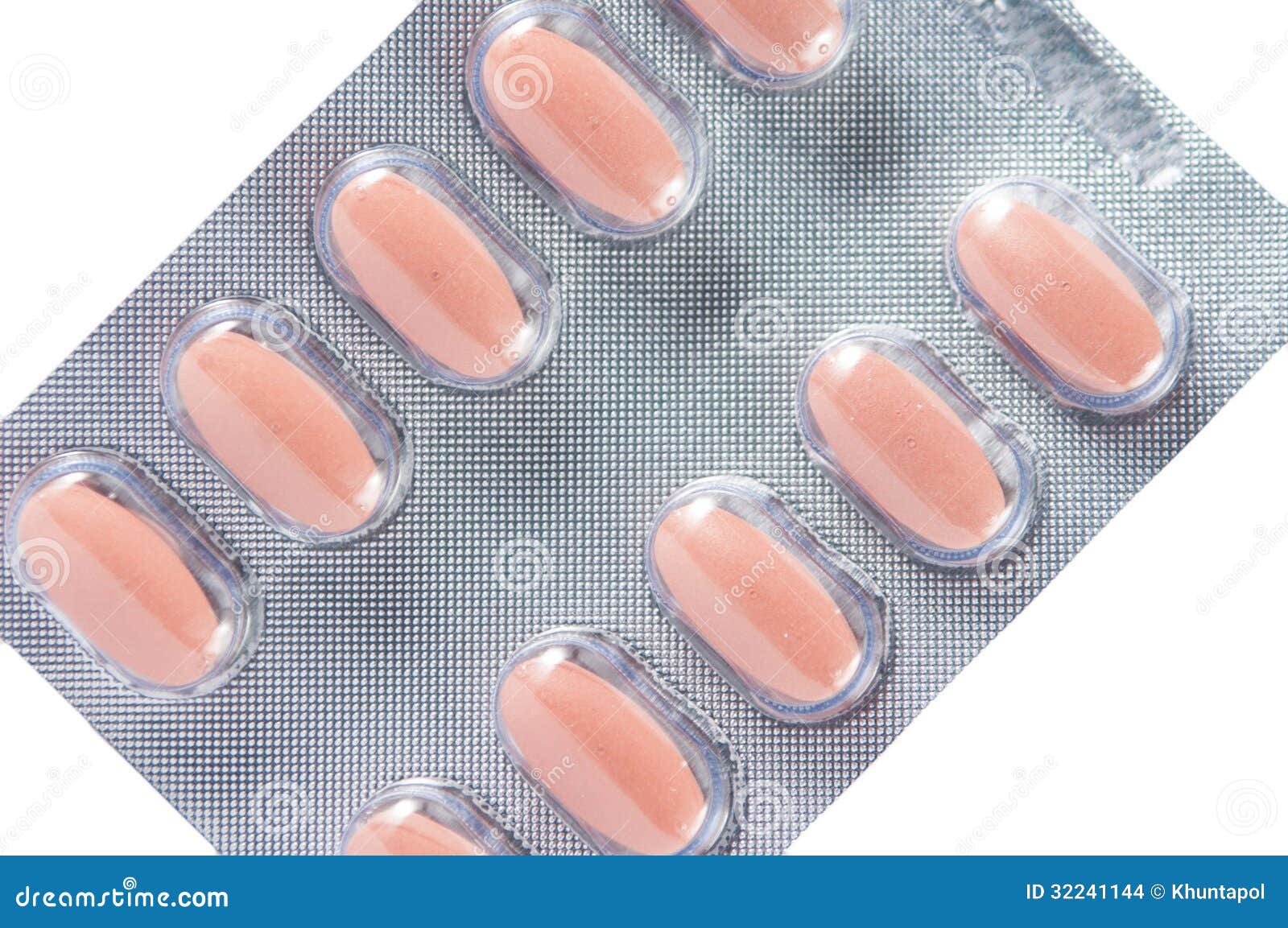 Closed Up Brown Tablet in Transparent Blister Pack Stock Photo - Image ...