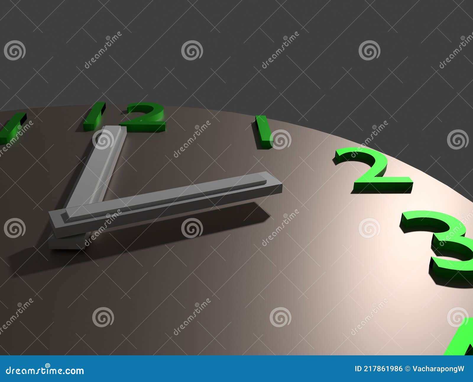 Closed Up Clock Short and Long Arm in 3d Rendering Stock Illustration ...