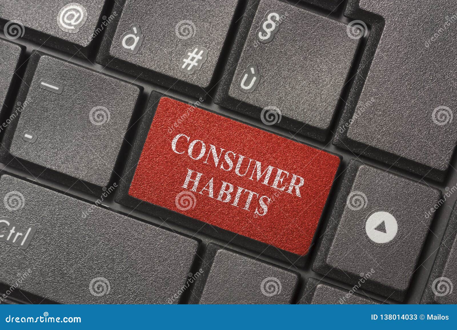 Closed Up Computer Keyboard with Word CONSUMER HABITS Stock ...