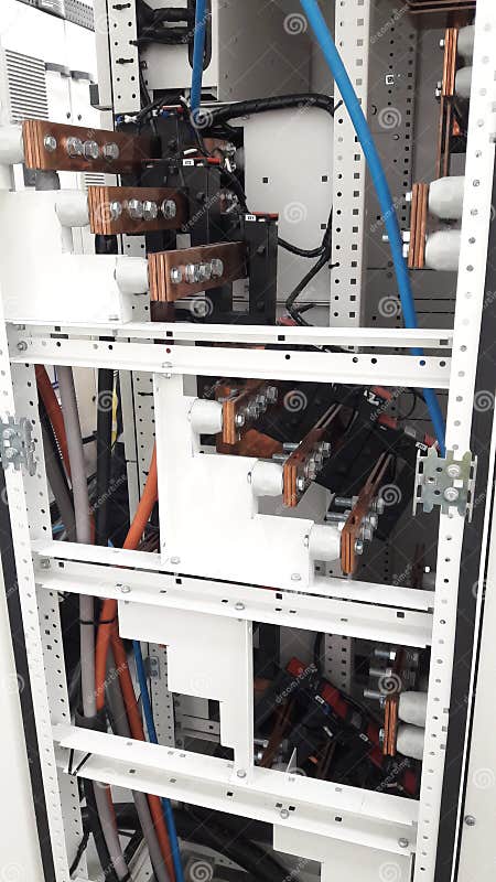 Closed Up Copper Busbar Install Inside Main Distribution Panel Stock ...