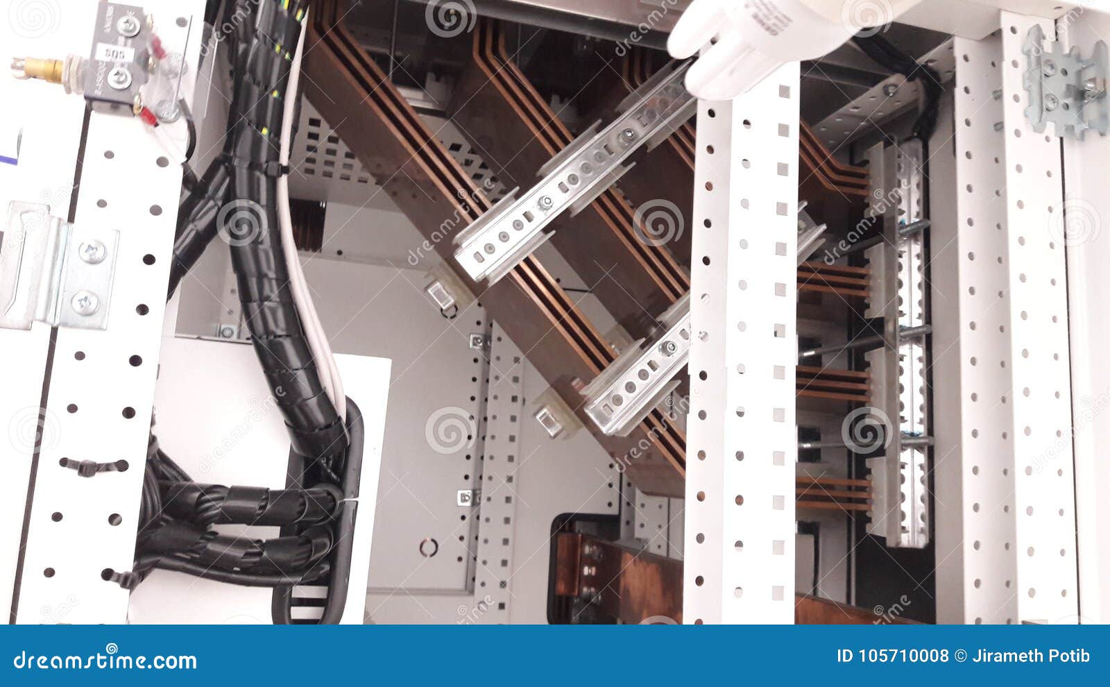 Closed Up Copper Busbar Install Inside Main Distribution Panel Stock ...