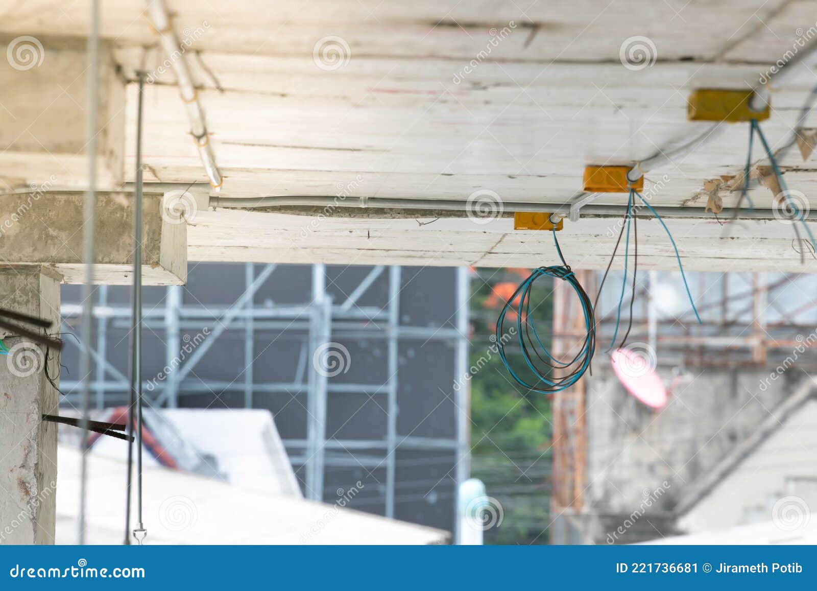 Closed Up Electtrical Conduit Installation with Cable Pulling Stock ...