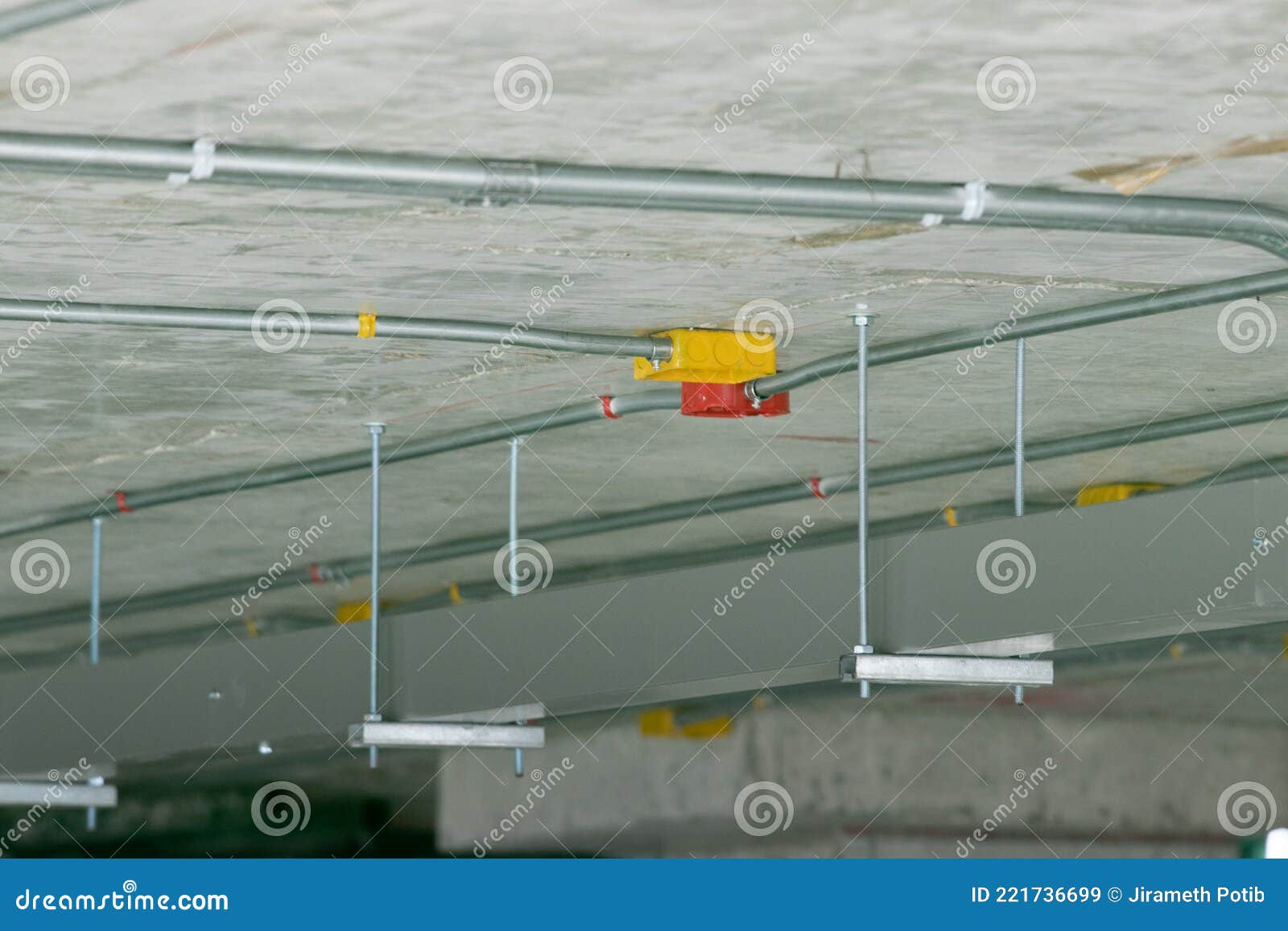 Closed Up Electtrical Conduit Installation with Cable Pulling Stock ...