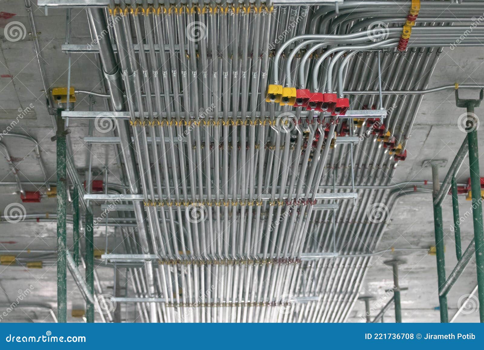 Closed Up Electtrical Conduit Installation with Cable Pulling Stock ...