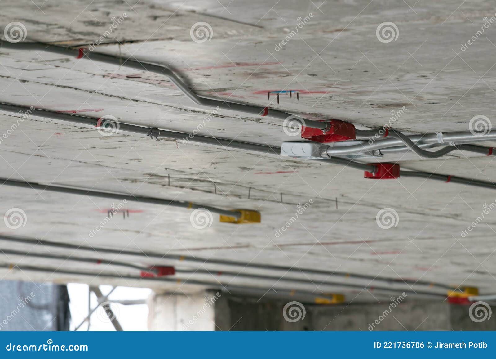 Closed Up Electtrical Conduit Installation with Cable Pulling Stock ...