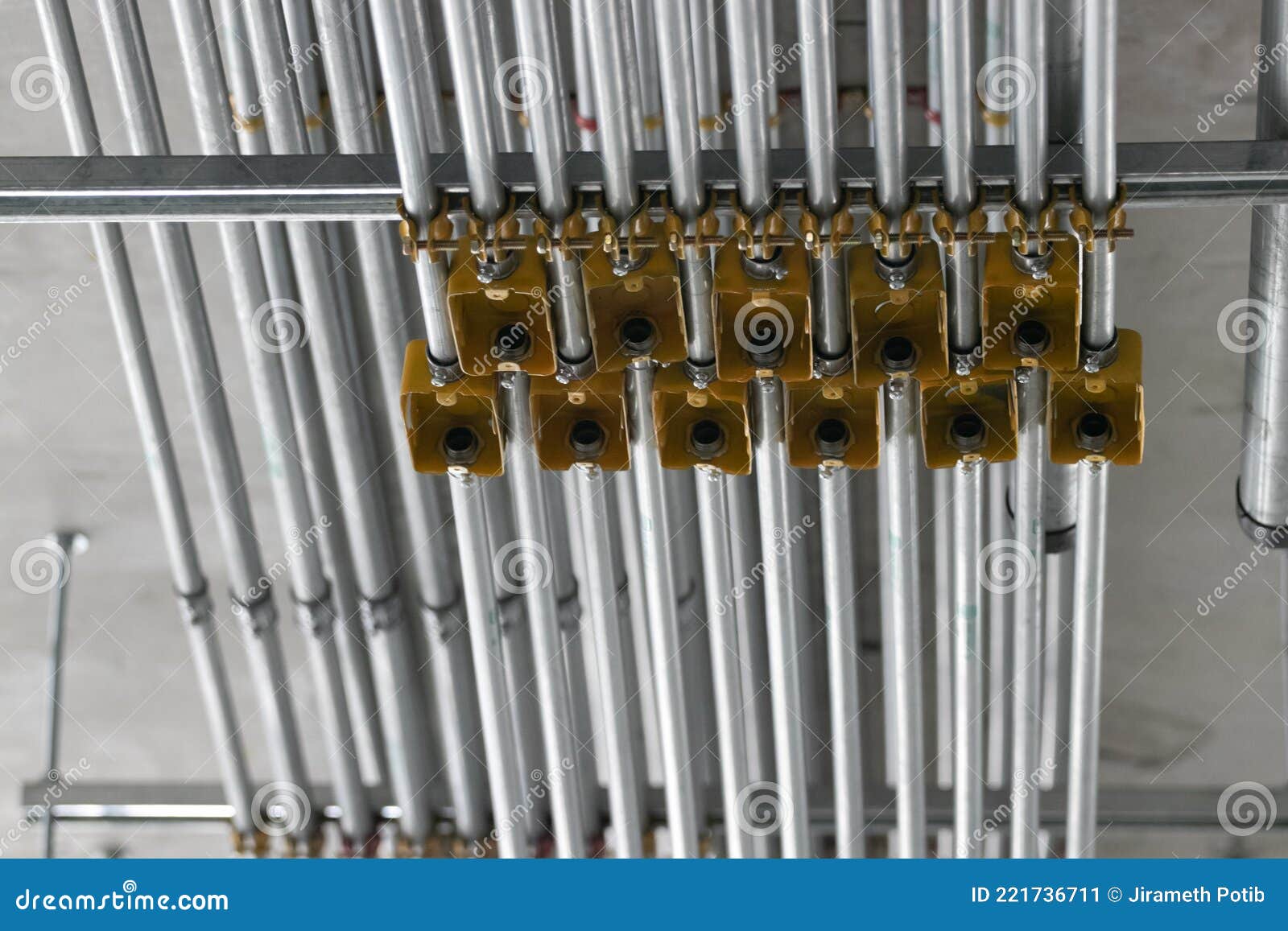 Closed Up Electtrical Conduit Installation with Cable Pulling Stock ...