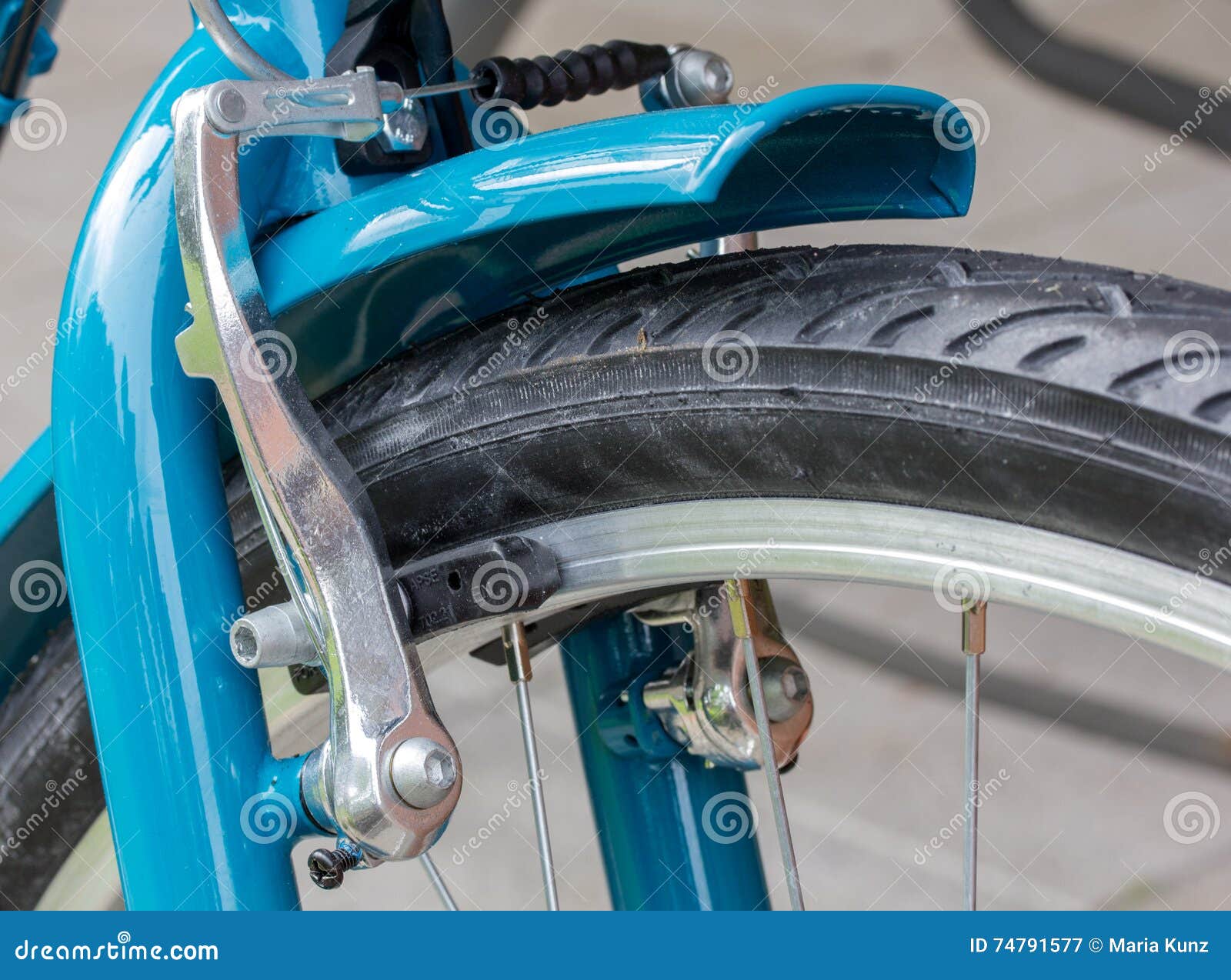 Front Of Bicycle. Bike Secured To The Sign Royalty-Free Stock ...