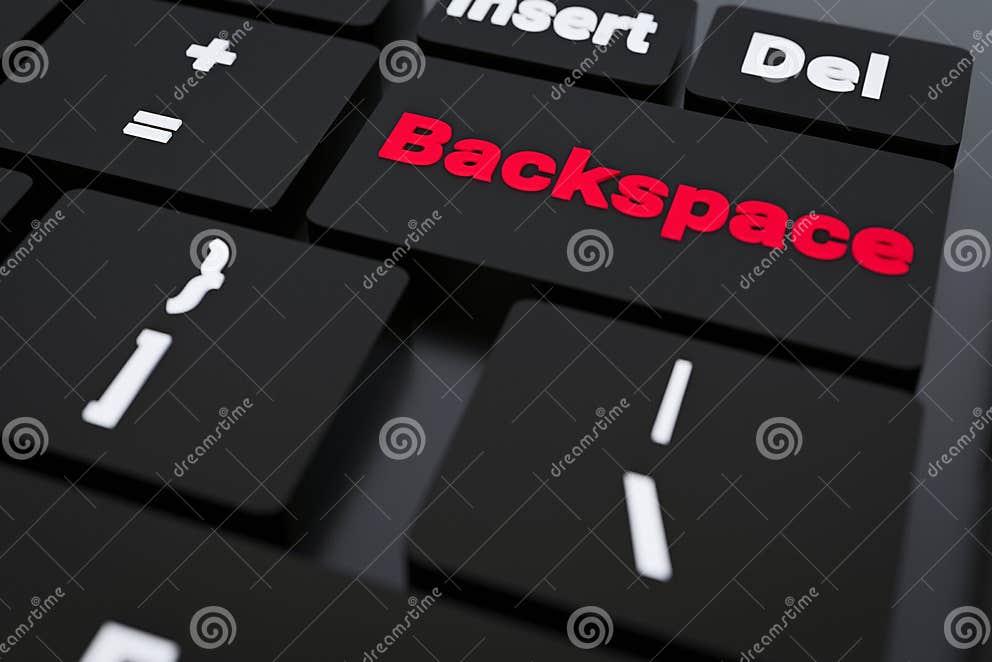 Closed Up Image of Red Backspace Button on the Keyboard, Fix a Mistake ...