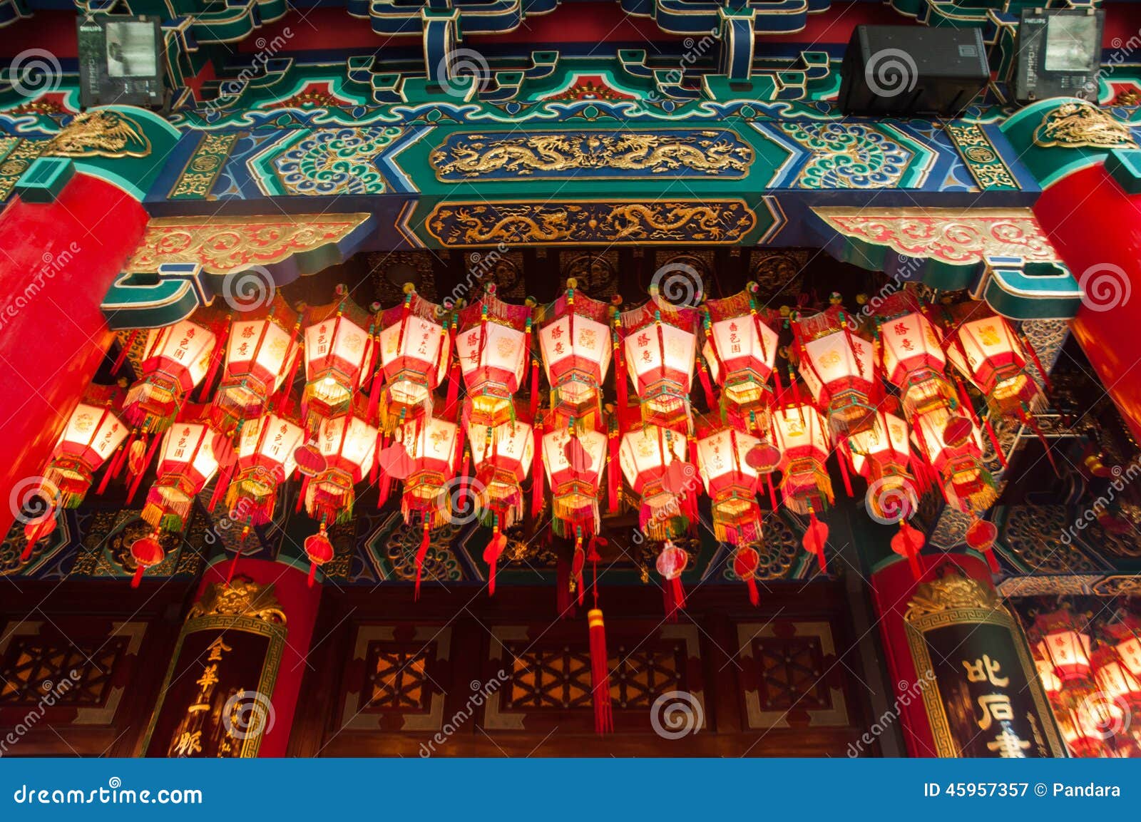 Closed Up Lattern in Chinese Temple Stock Image - Image of malaysia ...