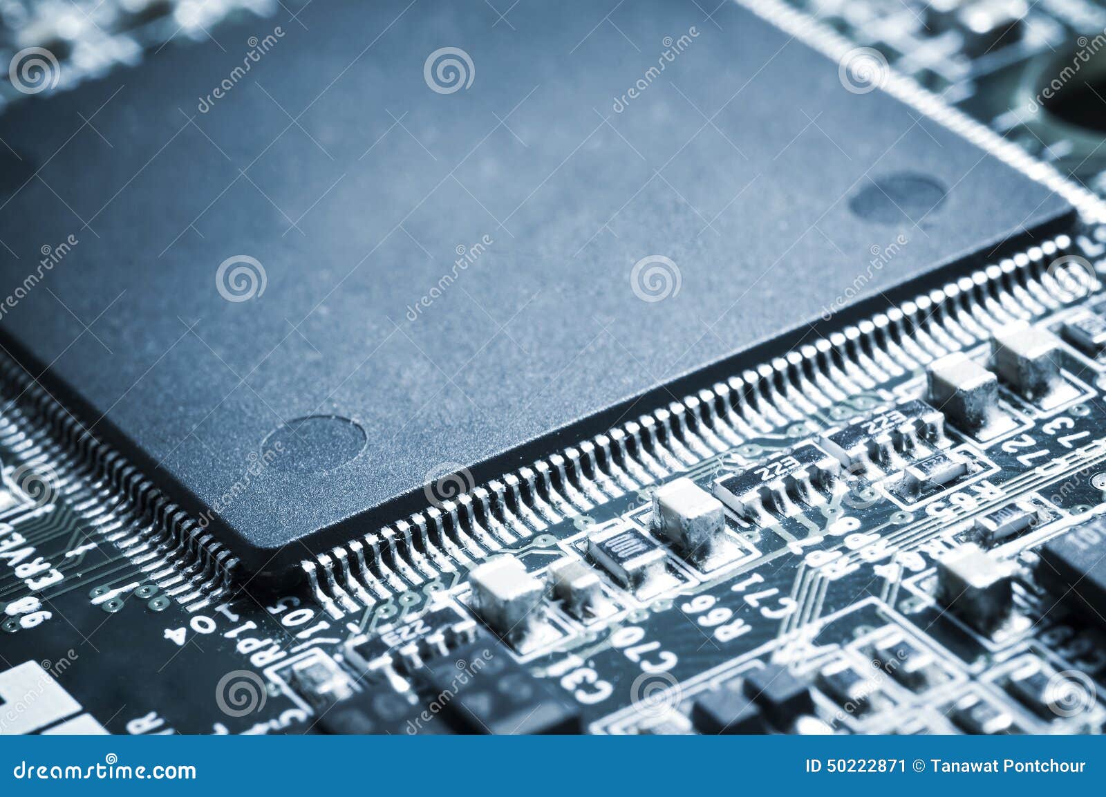 Closed Up of Microprocessor on Motherboard. Stock Image - Image of ...