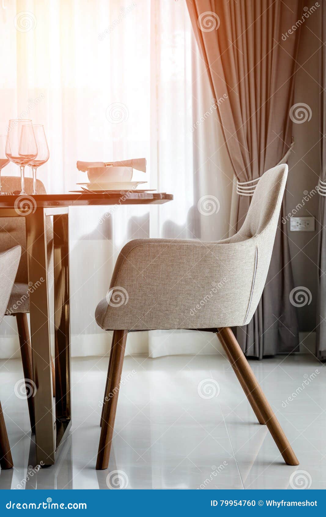 Closed Up Nice Dining Chair Stock Photo - Image of kitchen, curtains ...