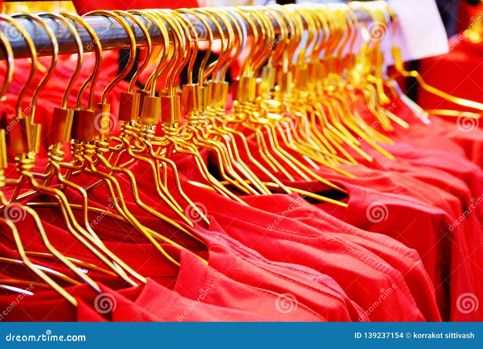 Closed Up Red Shirts on a Rack in the Shopping Mall Stock Photo - Image ...