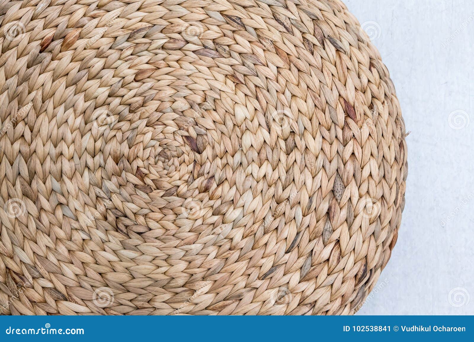 Closed Up Round Wicker Pot Coaster Isolated on White Background Stock ...