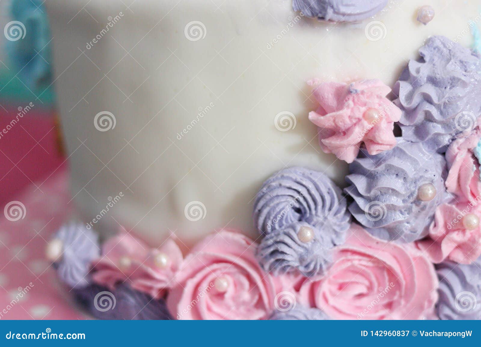 Closed Up Side of Cream Cake with Space Stock Image - Image of bright ...