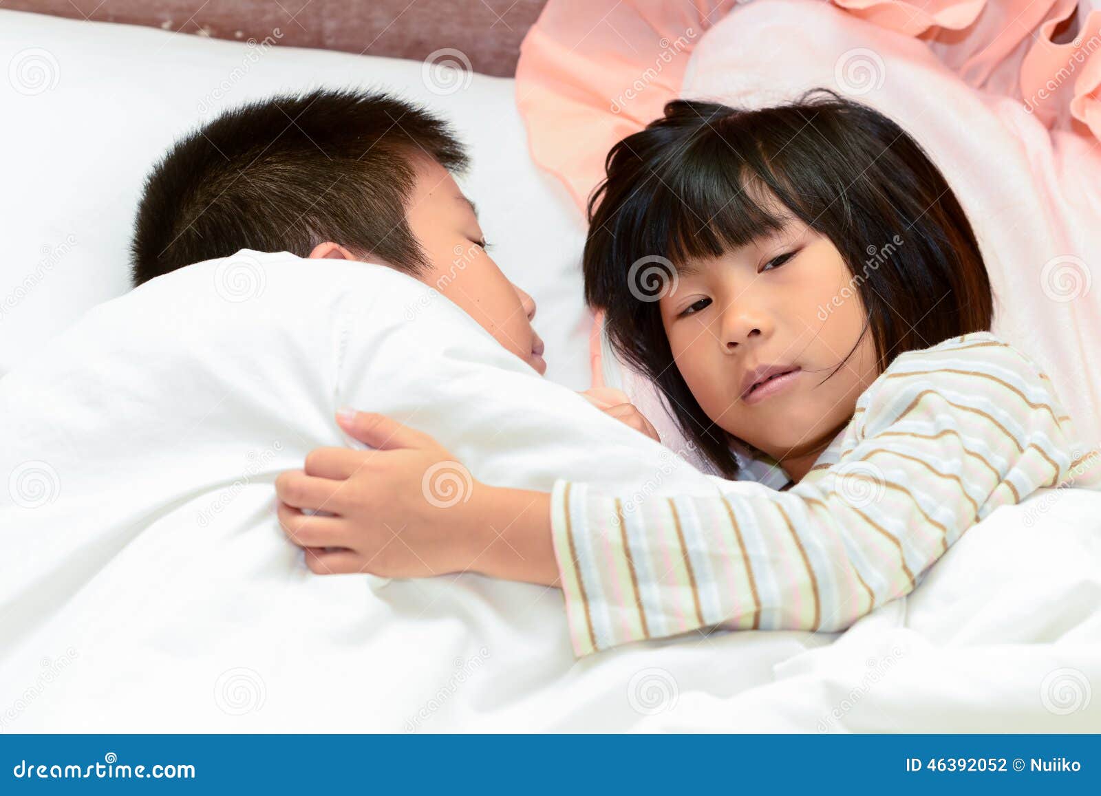 Closed Up Sleeping Children, Hug Together. Stock Photo - Image of calm ...