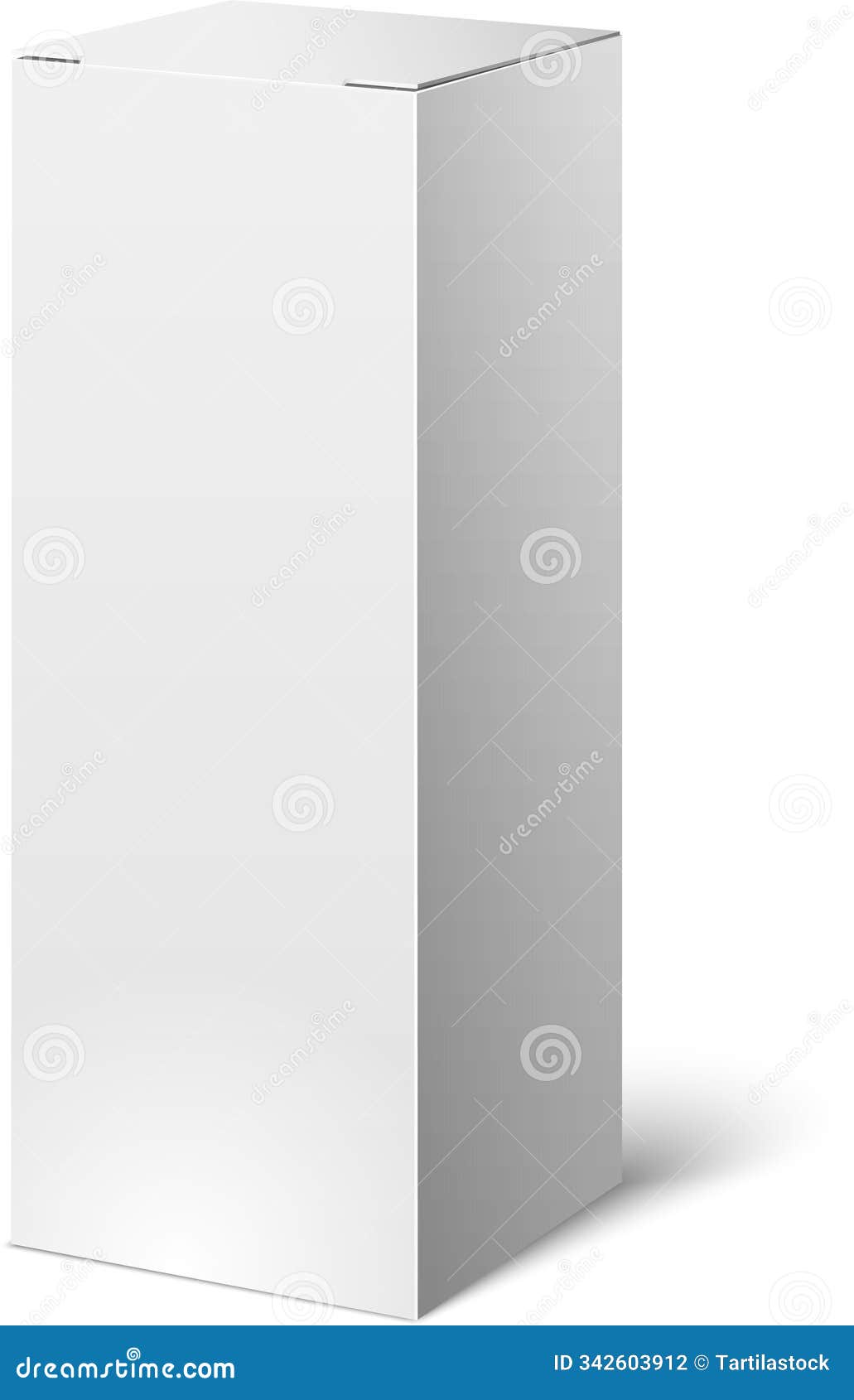 Closed Vertical White Cardboard Box Packaging Mockup Casting Shadow on ...