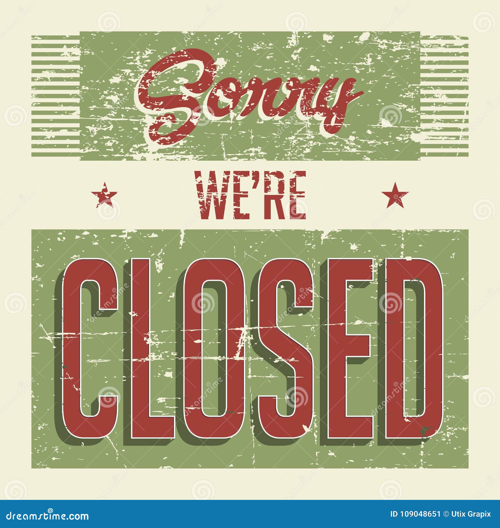 Closed Vintage Signage Vector Stock Vector - Illustration of banner ...