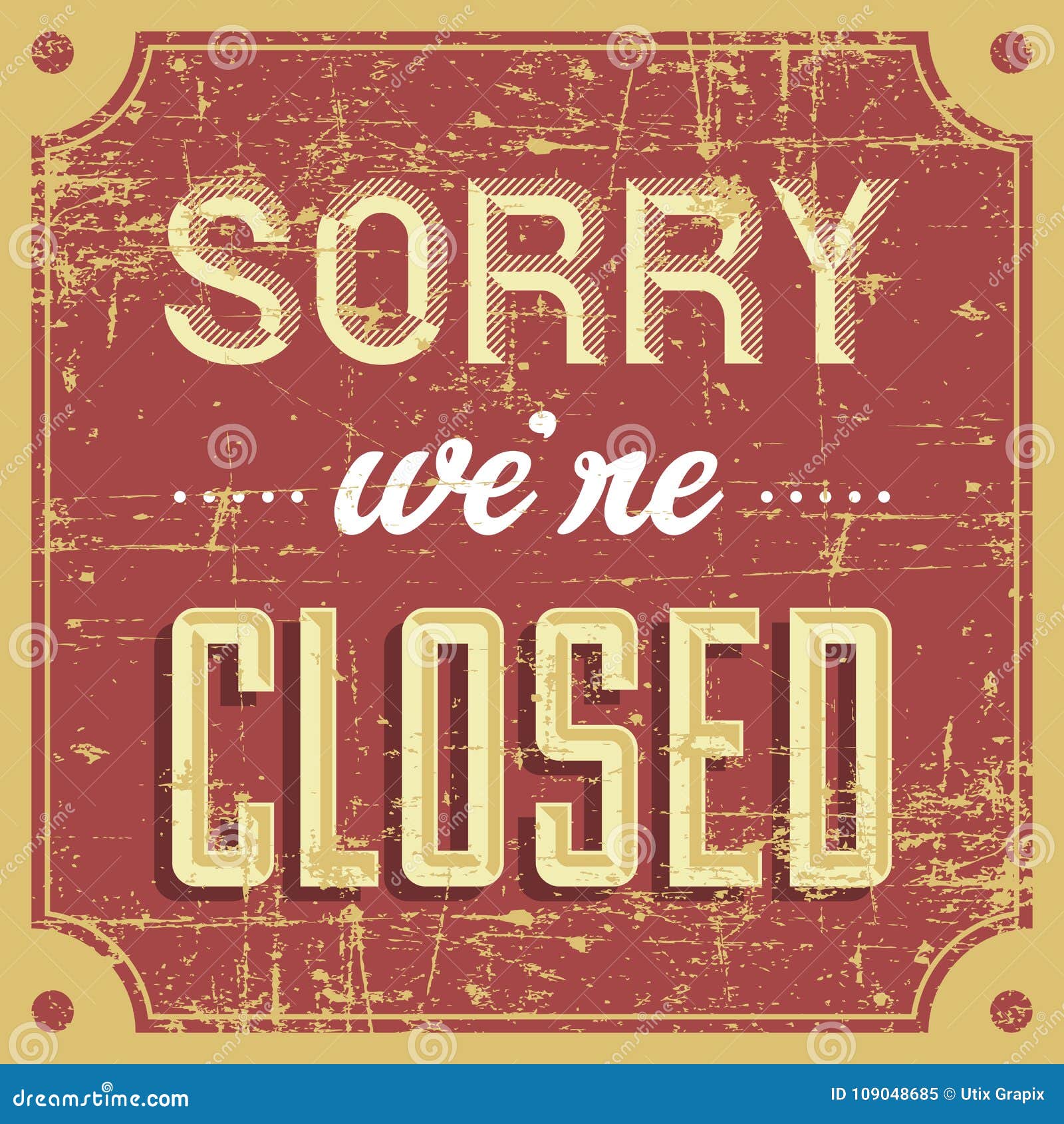 Closed Vintage Signage Vector Stock Vector - Illustration of close ...