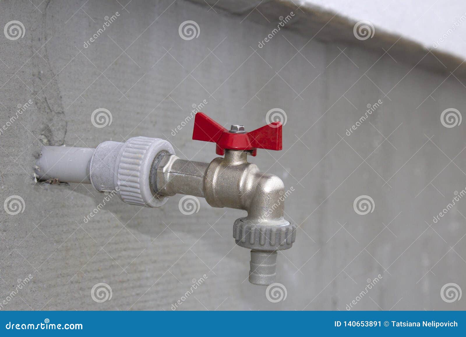 Closed Water Tap on the Wall Outdoor Stock Image - Image of metal, drip ...