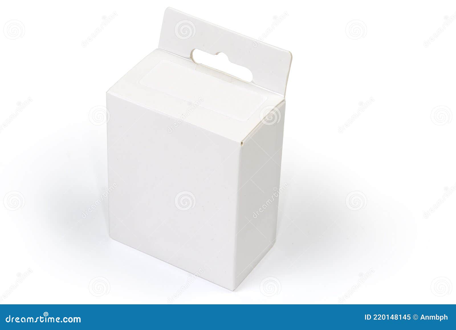 Closed White Cardboard Hang Tab Packing Box on White Surface Stock ...