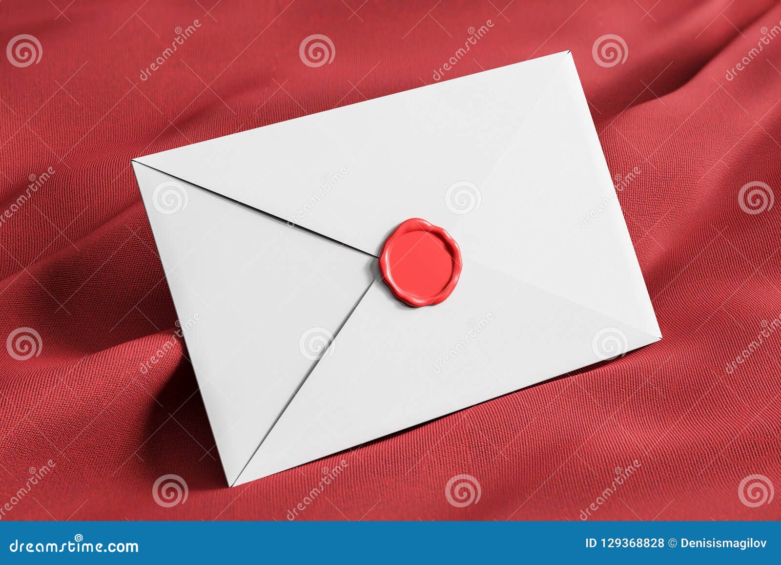 Closed White Envelope on Red Tissue Stock Illustration - Illustration ...