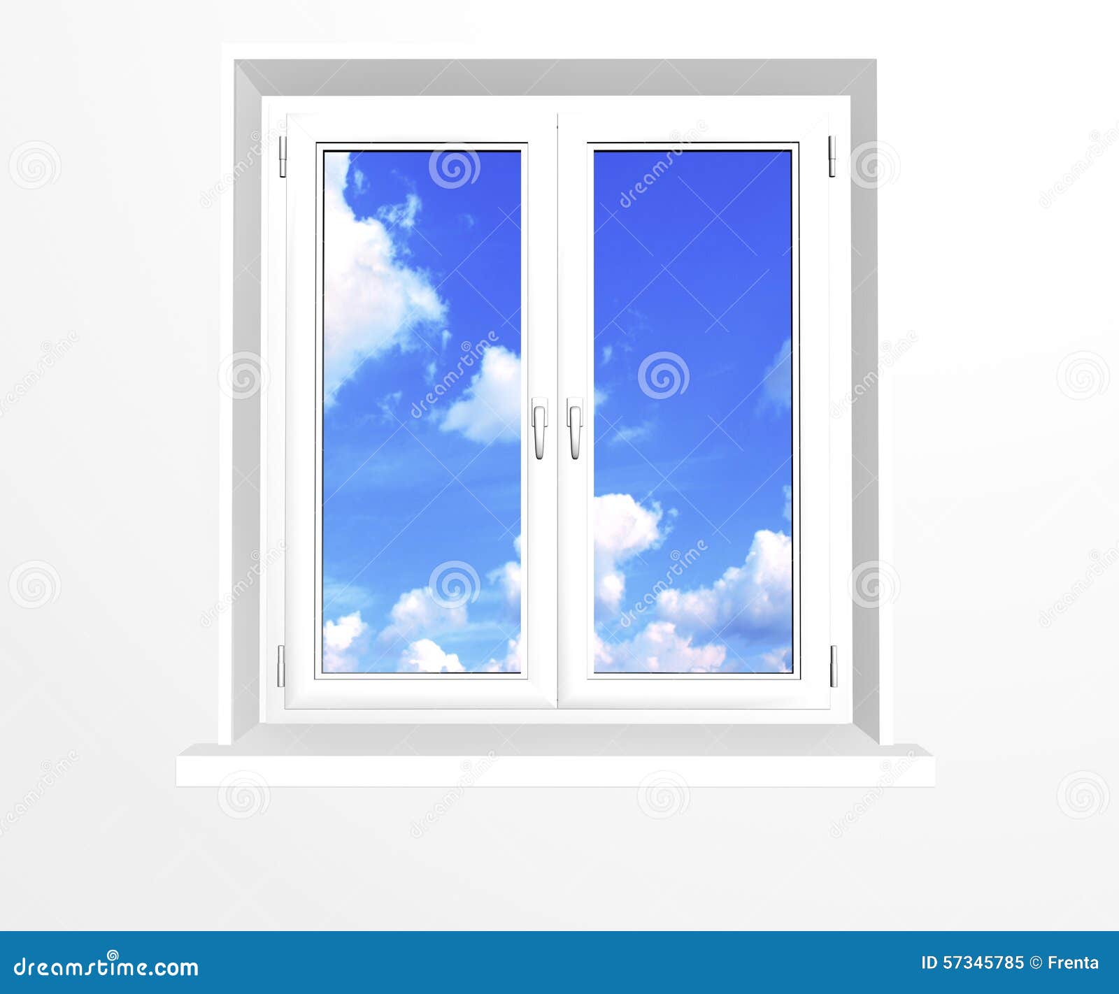 Closed Window and Clouds on Blue Sky Stock Illustration - Illustration ...