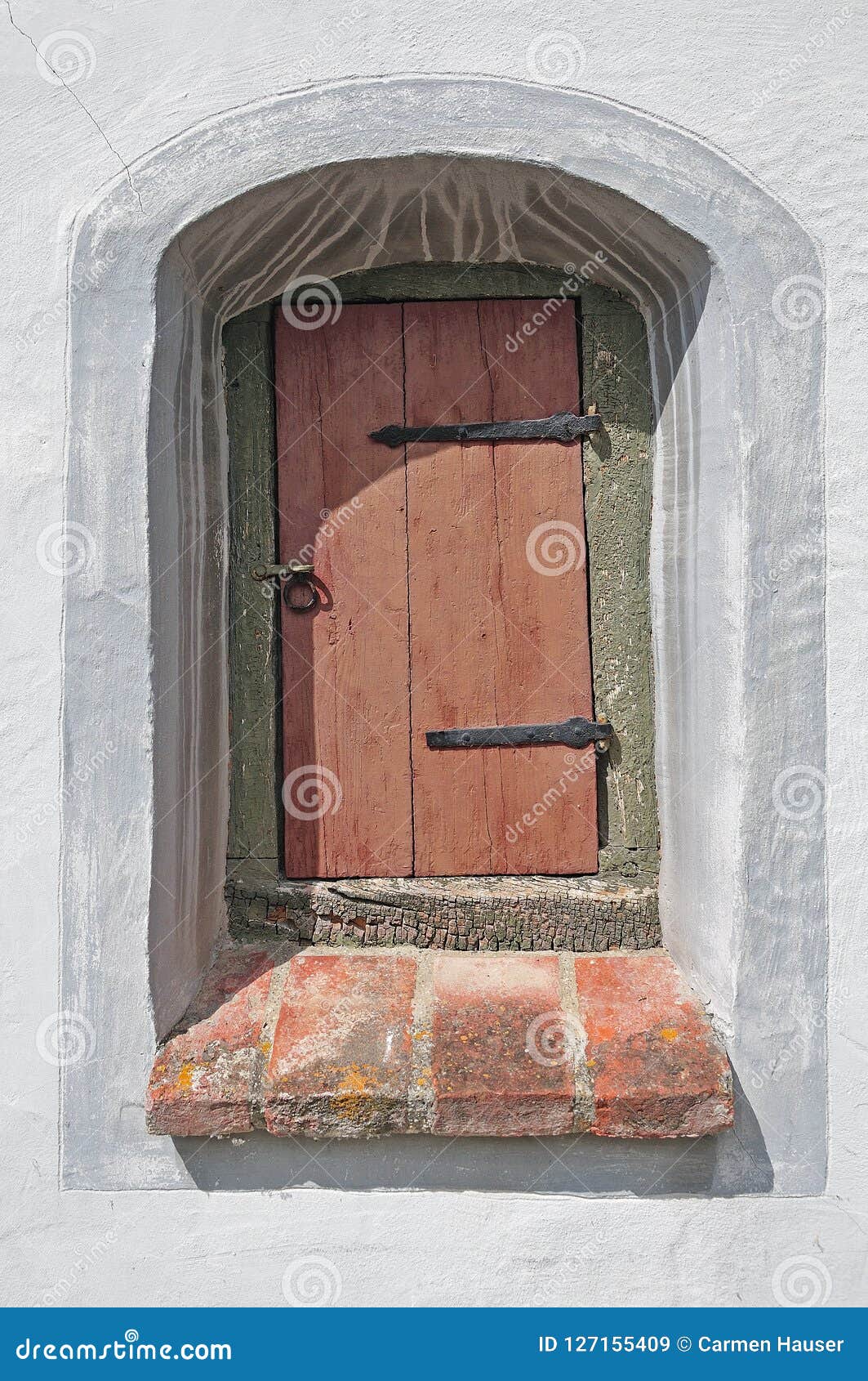 Closed Window with Wooden Shutter Stock Image - Image of lichen, facade ...
