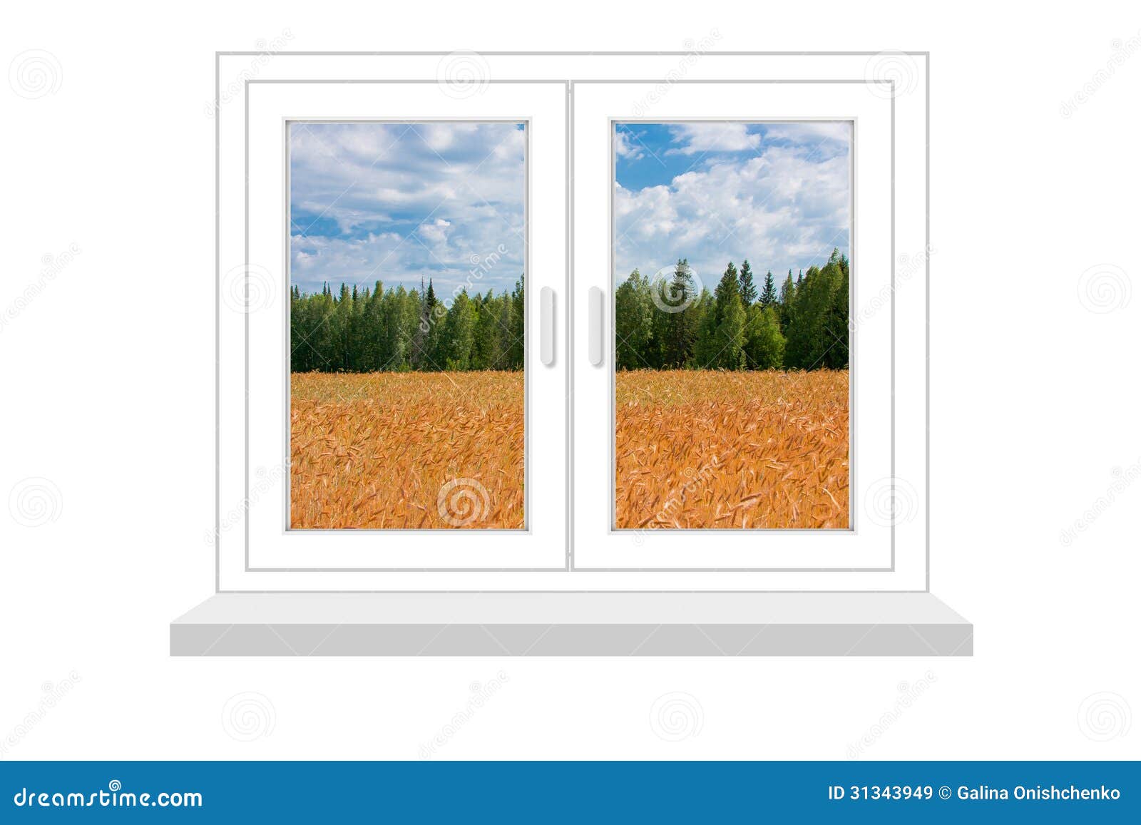 Closed Window with a Kind on the Field of Wheat Stock Illustration ...