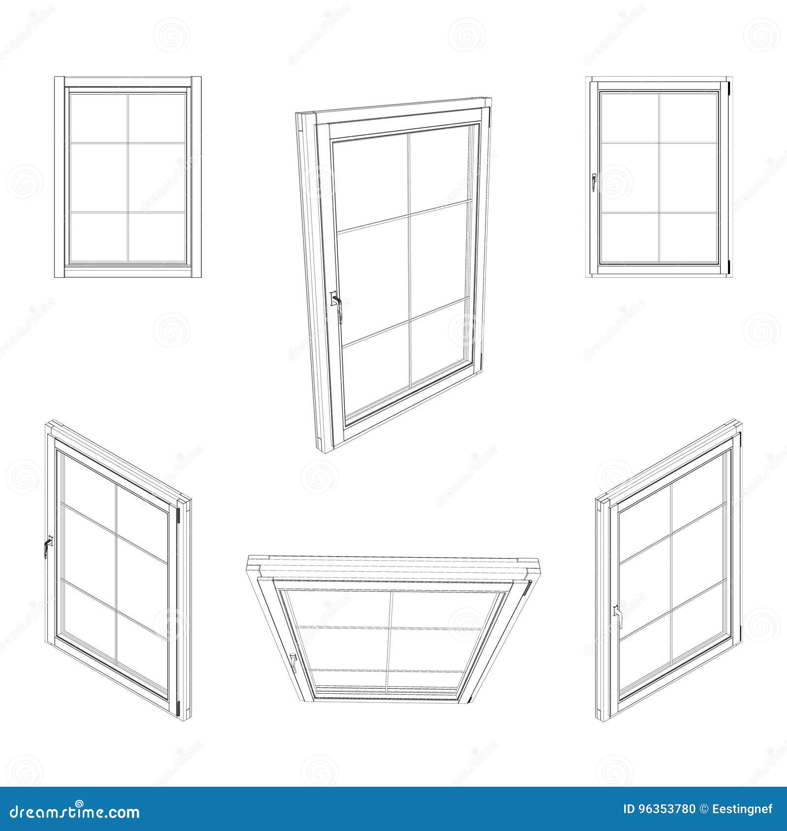 Closed Window Set. on White Background Stock Vector - Illustration of ...
