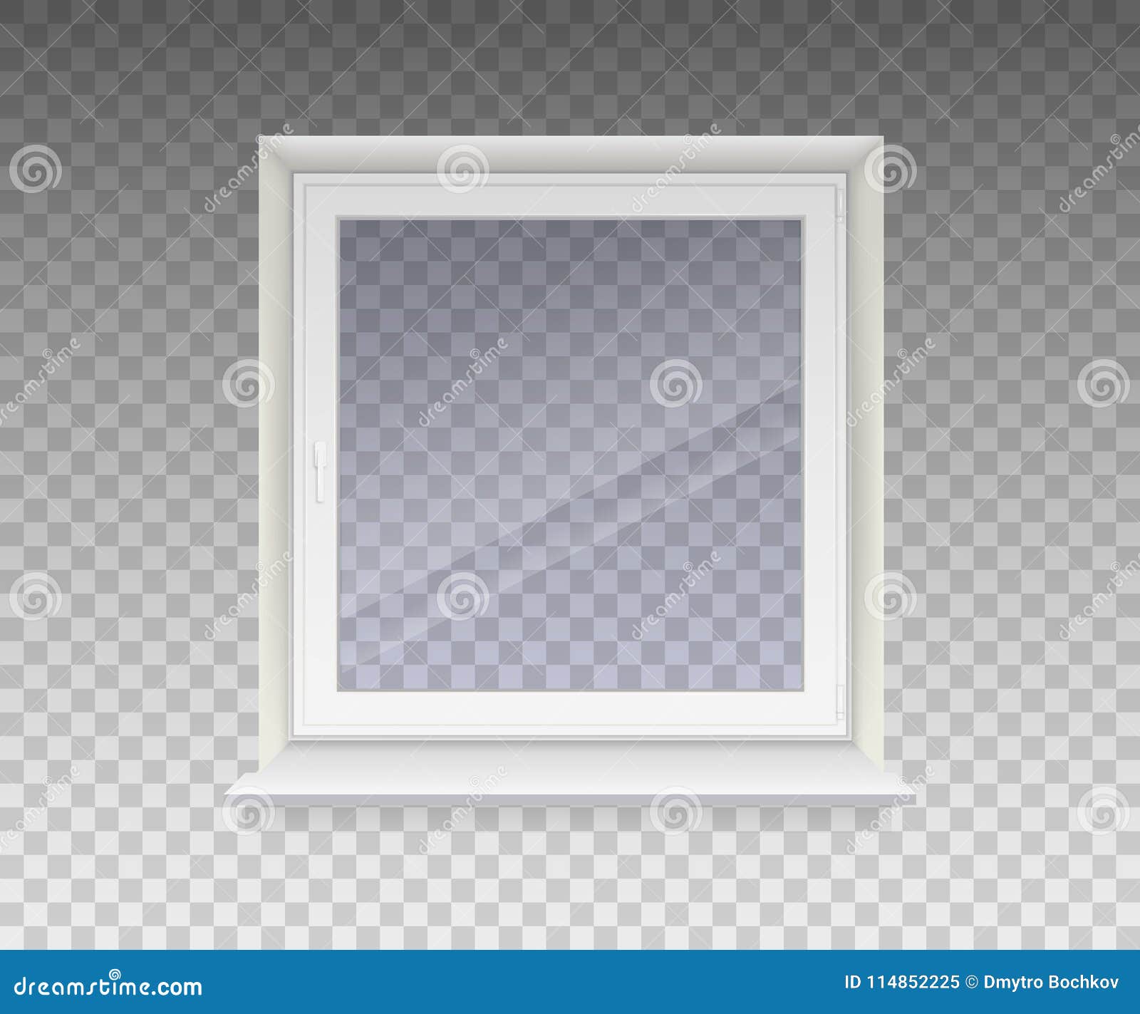 Closed Window with Transparent Glass in a White Frame. Isolated on a ...